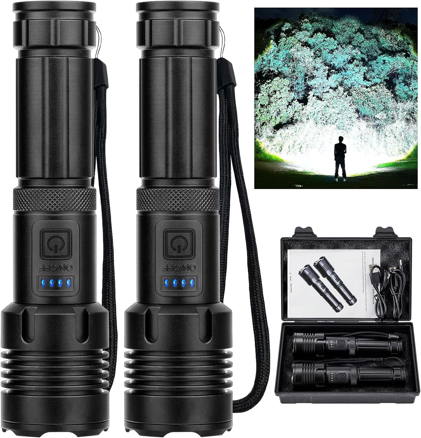 FUROLD Rechargeable LED Flashlights High Lumens,990,000 Lumens Super ...