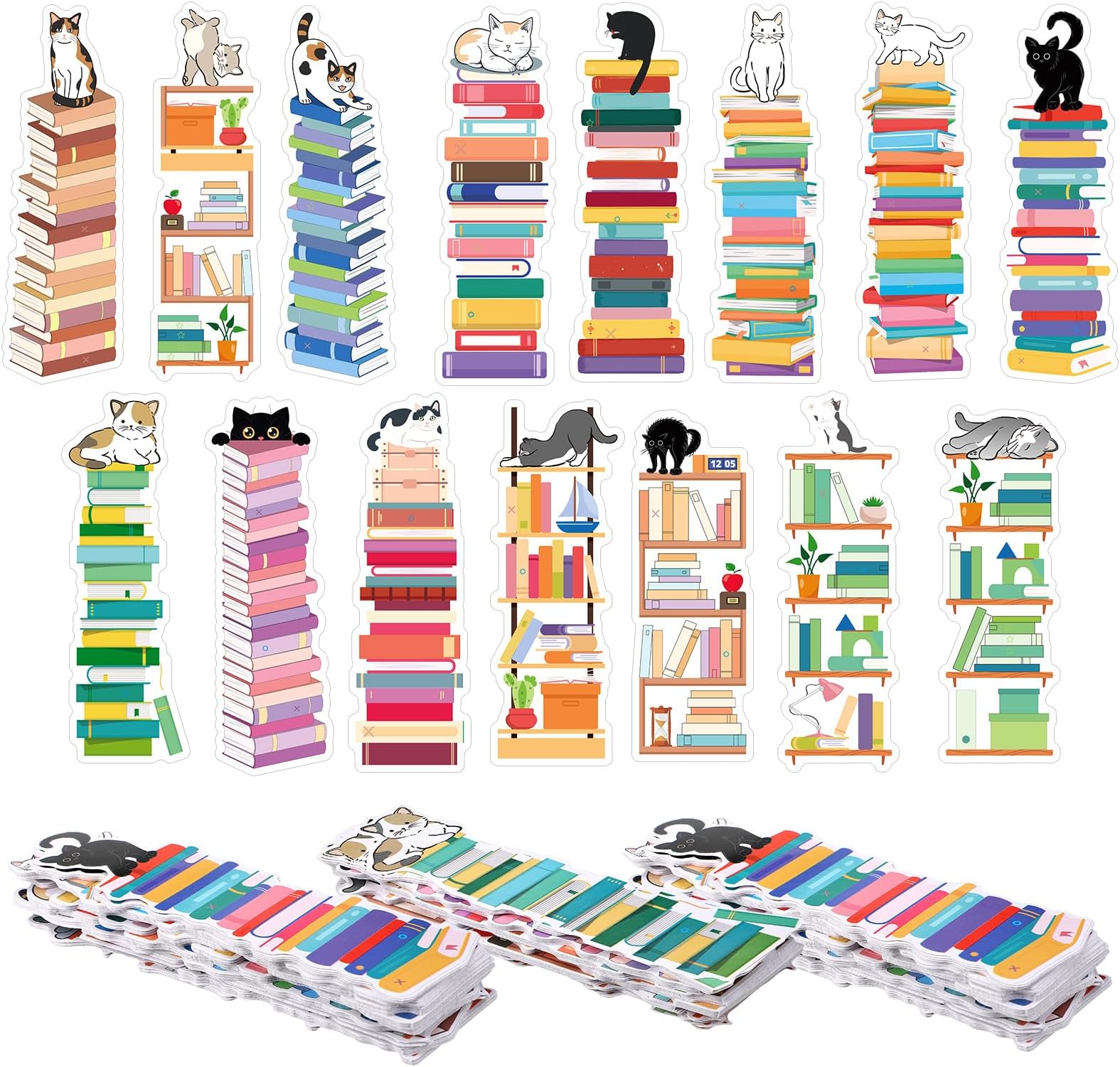 Amazon.com: 30 Pcs Cat Bookmarks Cute Cat Theme Paper Bookmarks for ...