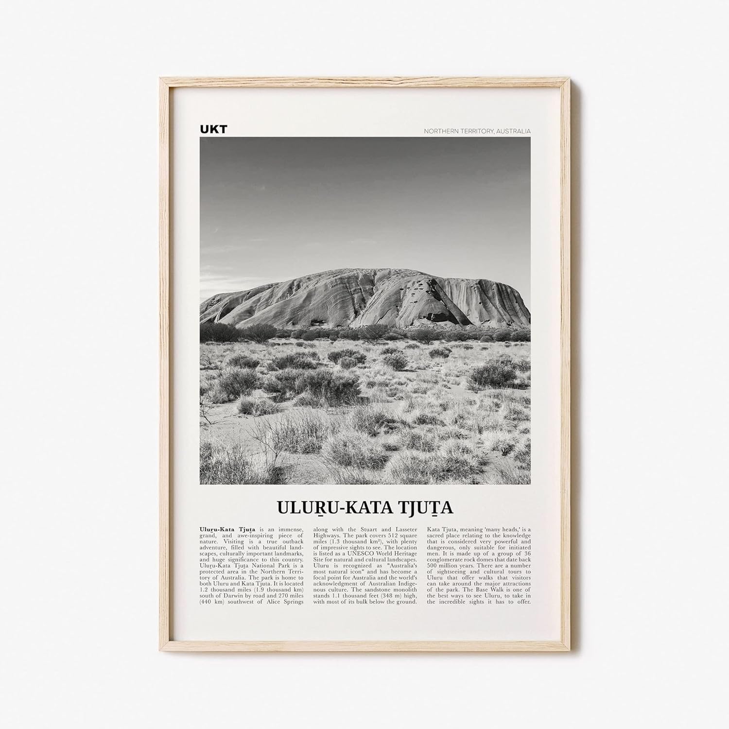 Amazon.com: Uluru-Kata Tjuta Print Black and White, Uluru Wall Art ...