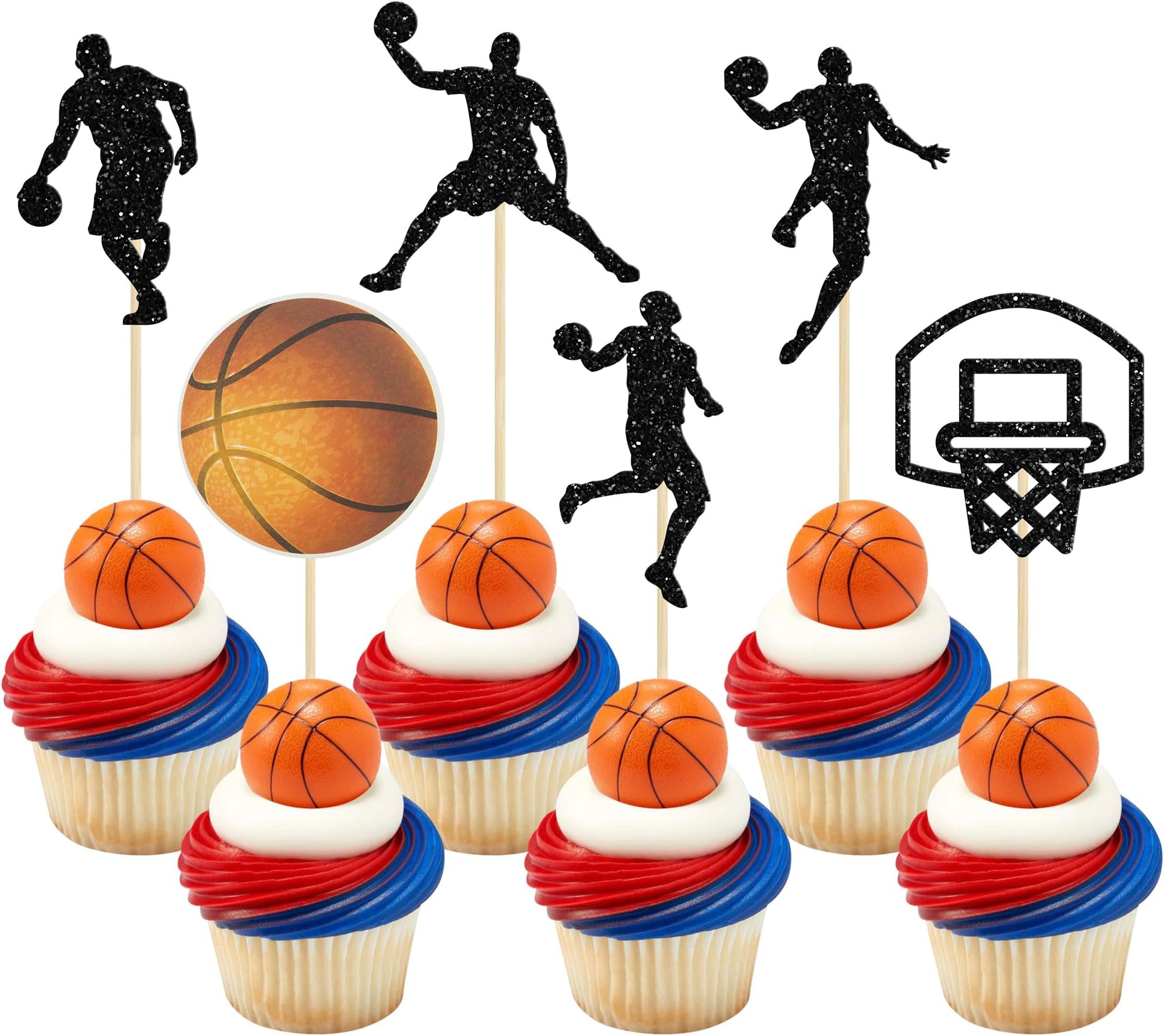 Amazon.com: Arthsdite 24Pcs Basketball Cupcake Toppers Basketball Theme ...