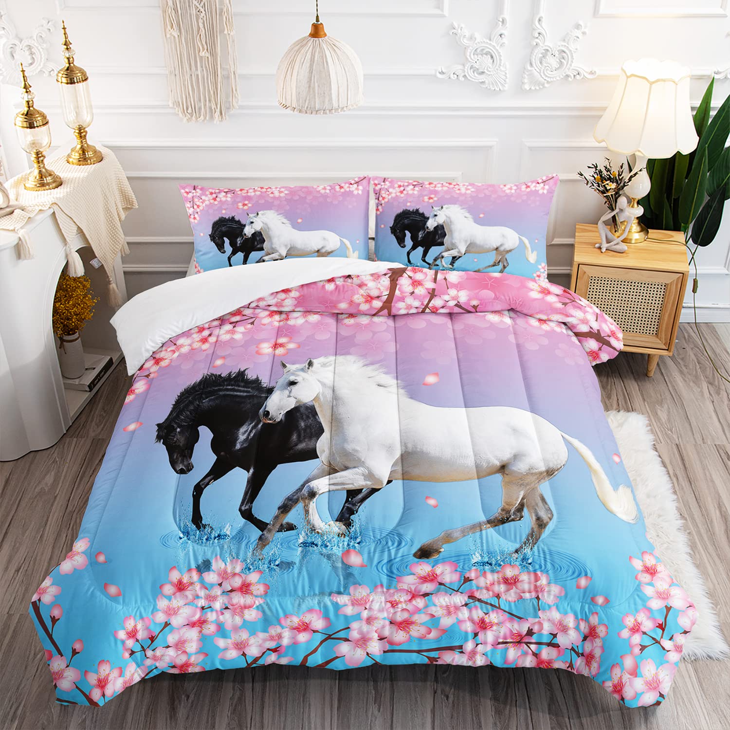 Horse Themed Comforter Sets White Horse Bedding Sets Full For Kids