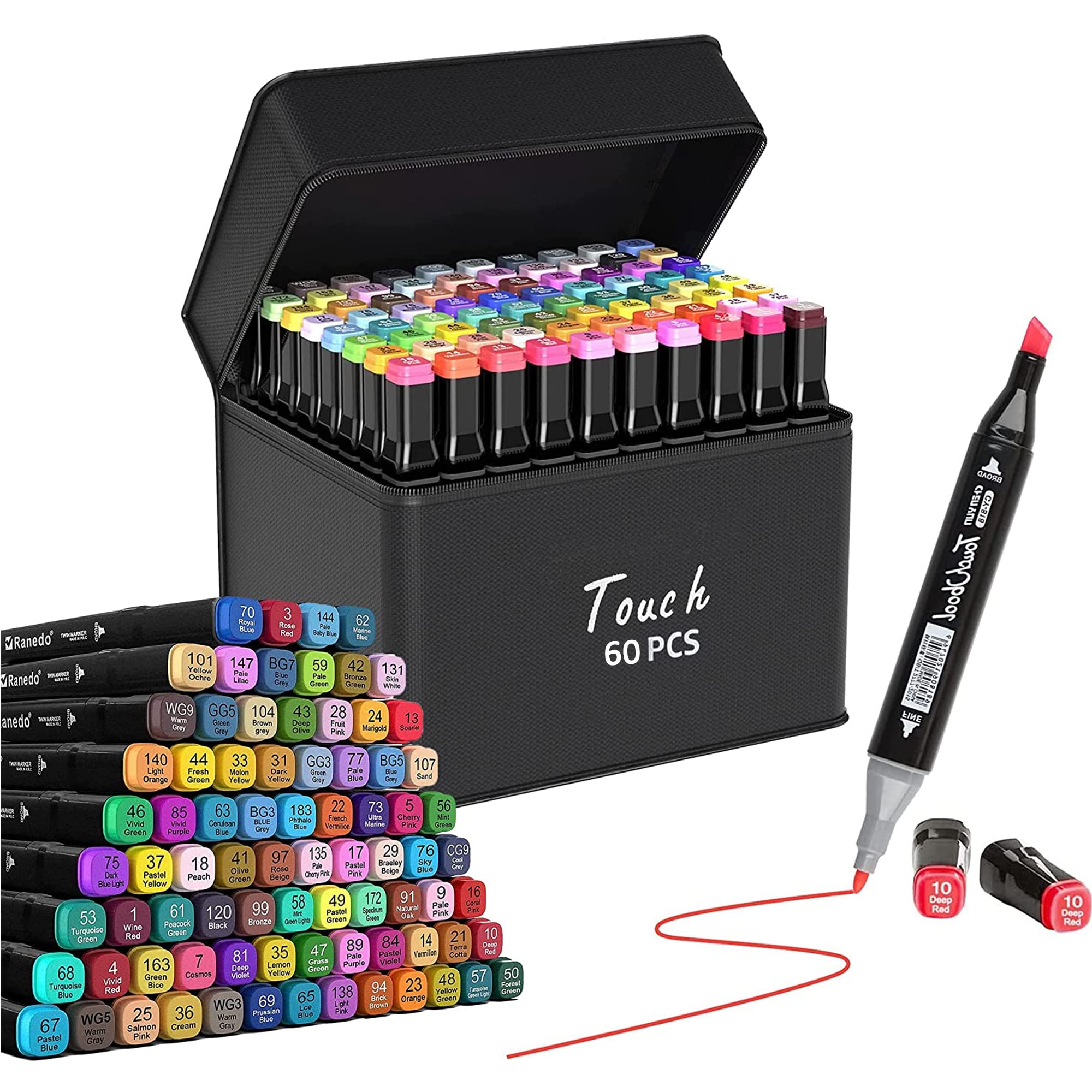Swift Permanent Art Markers Set, Gelanty 60 Colors Graphic Marker Pen ...