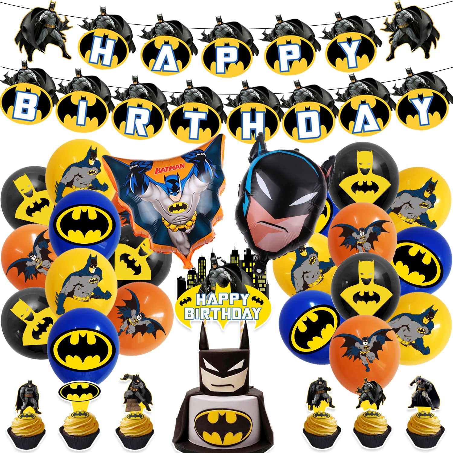 Buy Birthday Decorations Batman Party Supplies Decorations Happy ...