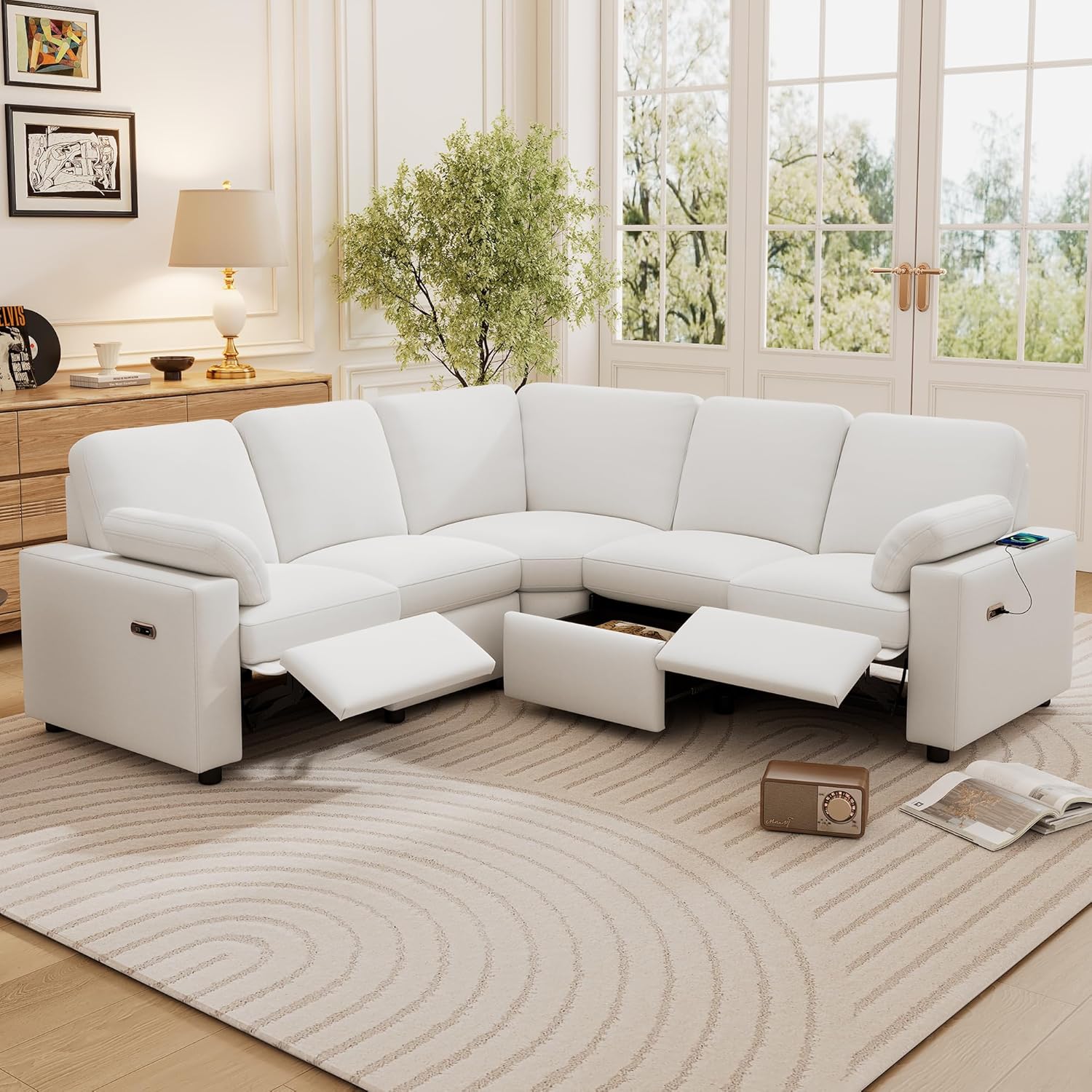Amazon.com: Olodumare Power Reclining Sofa Set for Living Room, Modern Luxury 89’’ Linen L ...