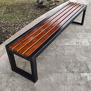 Amazon.co.jp: Outdoor Bench Seat - Backless Patio Garden Bench, Rust ...