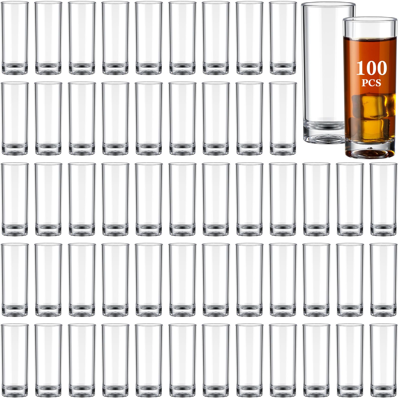Amazon.com | FillTouch 100 Pcs Shot Glasses Set 2.2 oz Mini Shot Glass ...
