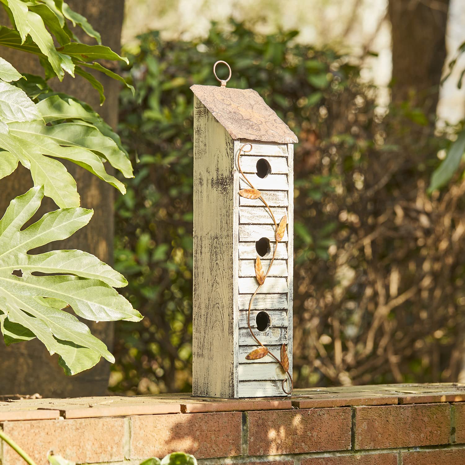 Snapklik.com : 18" H Wooden Bird House Three-Tier Hanging Distressed ...