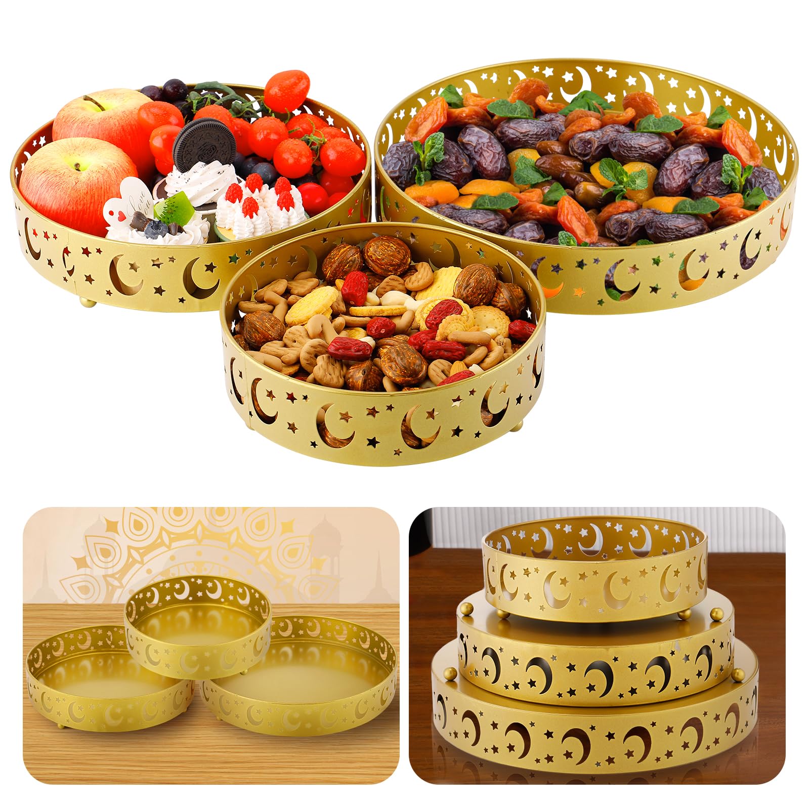 Snapklik.com : 3 Pcs Enlarged Ramadan Serving Trays, 11.8in/9.8in/7.8in ...