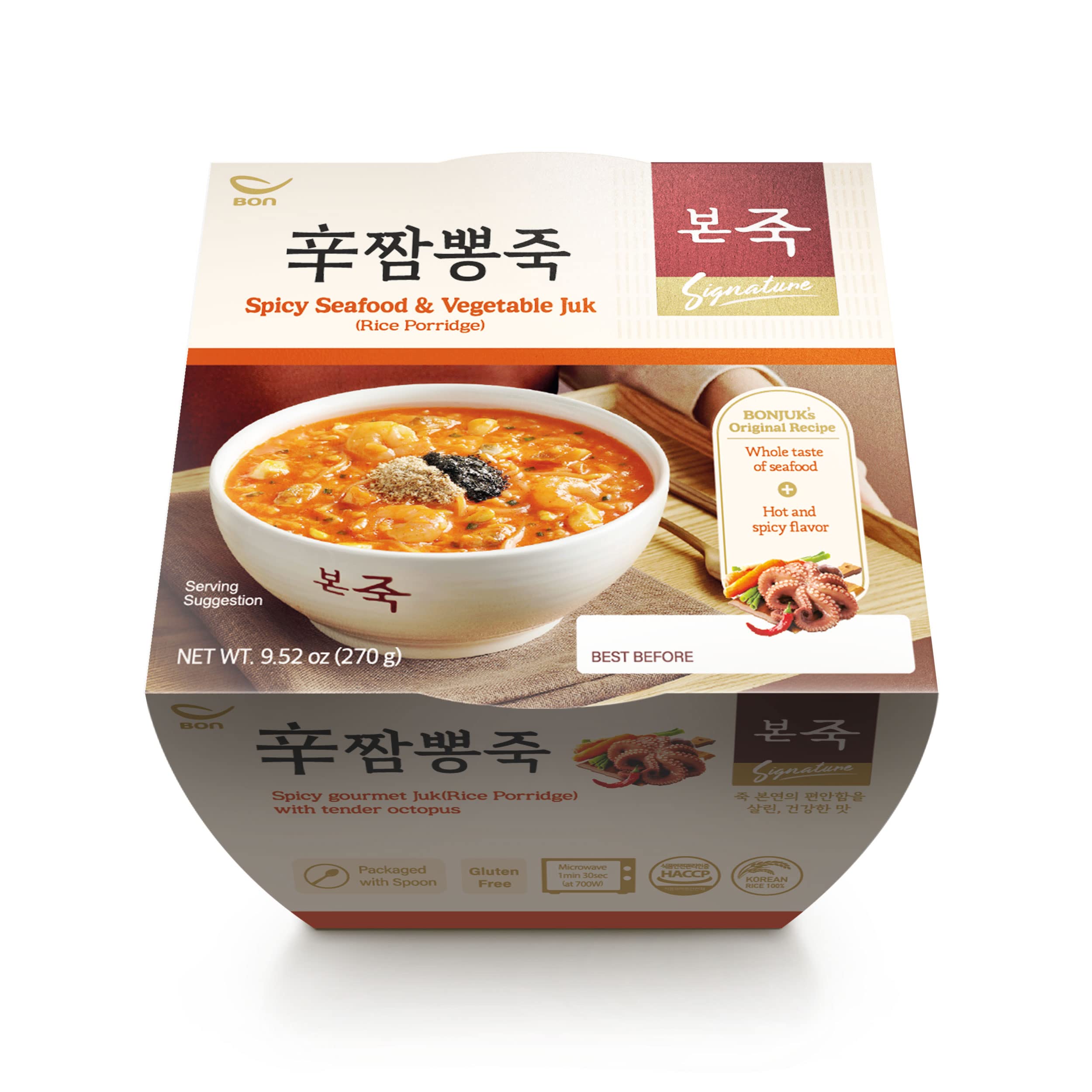 Amazon.com: BONJUK Spicy Seafood & Vegetable Juk(Porridge) Bowl ...