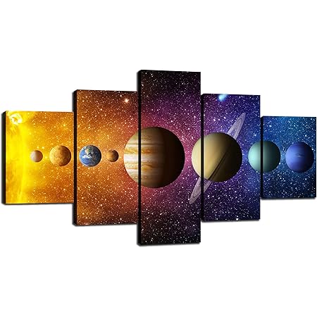 Amazon.com: Solar System Wall Art for Kids Room Pictures Universe Planets Wall Decor Canvas Art ...