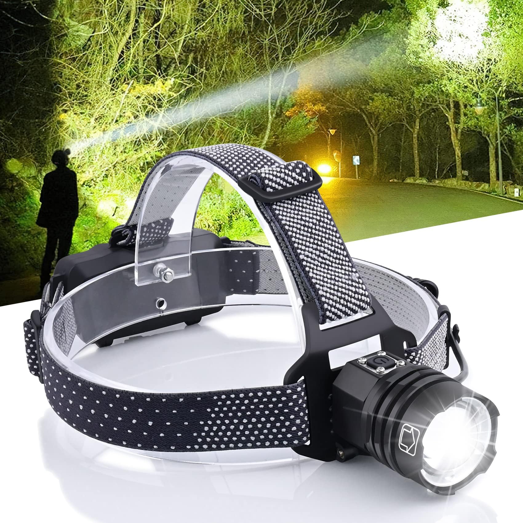 Super Bright Headlamp, USB Rechargeable Led Head Lamp, IPX4 Zoomable ...