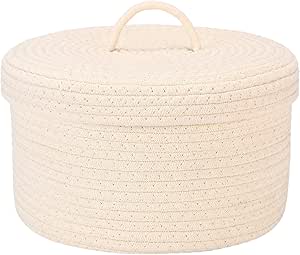 Amazon.com: Sea Team Round Cotton Rope Storage Basket with Lid, Lidded ...