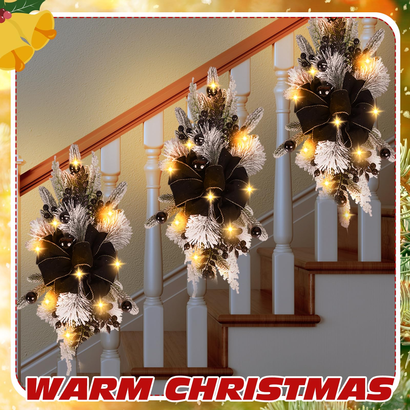 Triple Swag Christmas Lights Amazon.com: Giegxin 4 Pcs 24 Inches