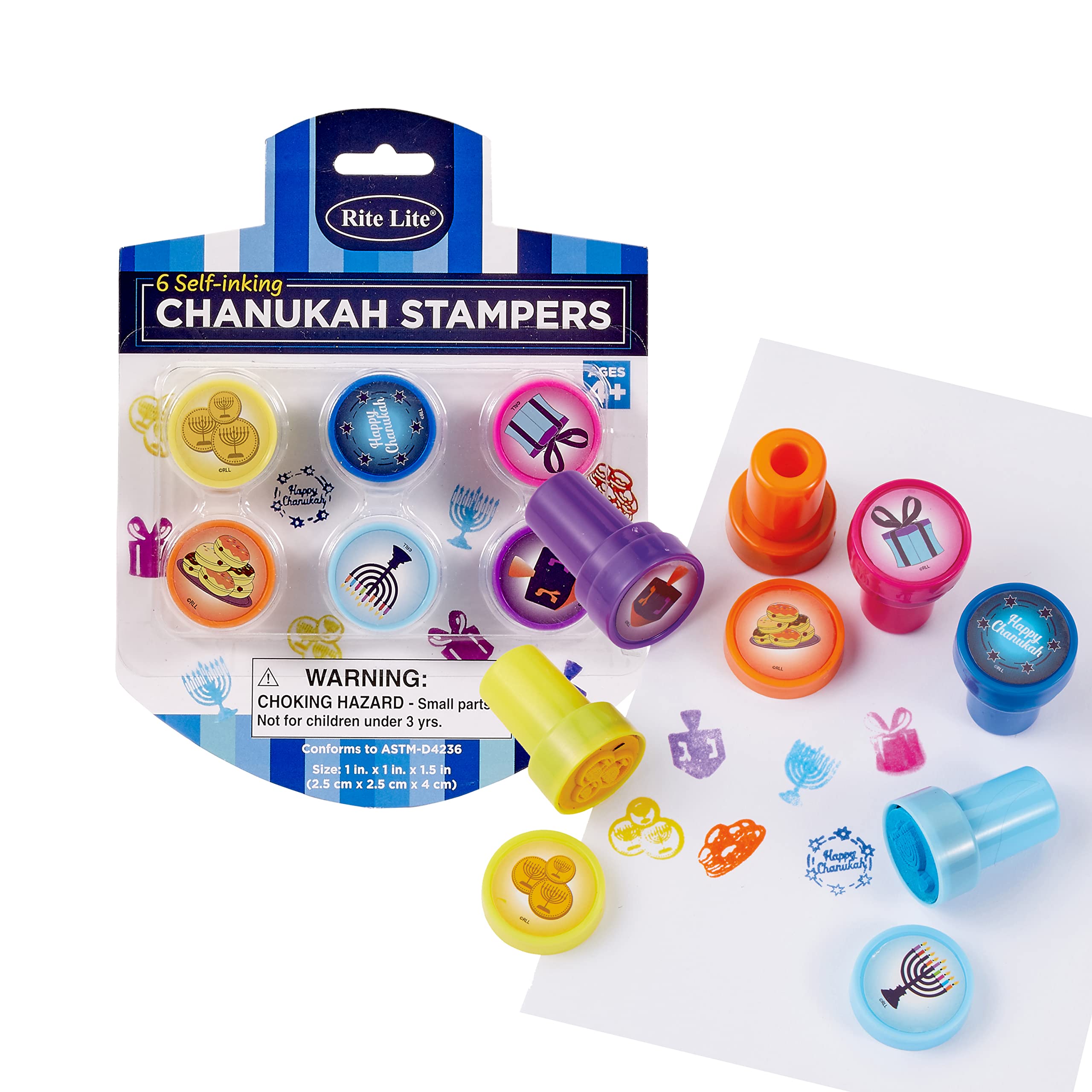 Dreidel Game Rite Lite Chanukah Stampers Set - 6 Self-Inking Stamps ...