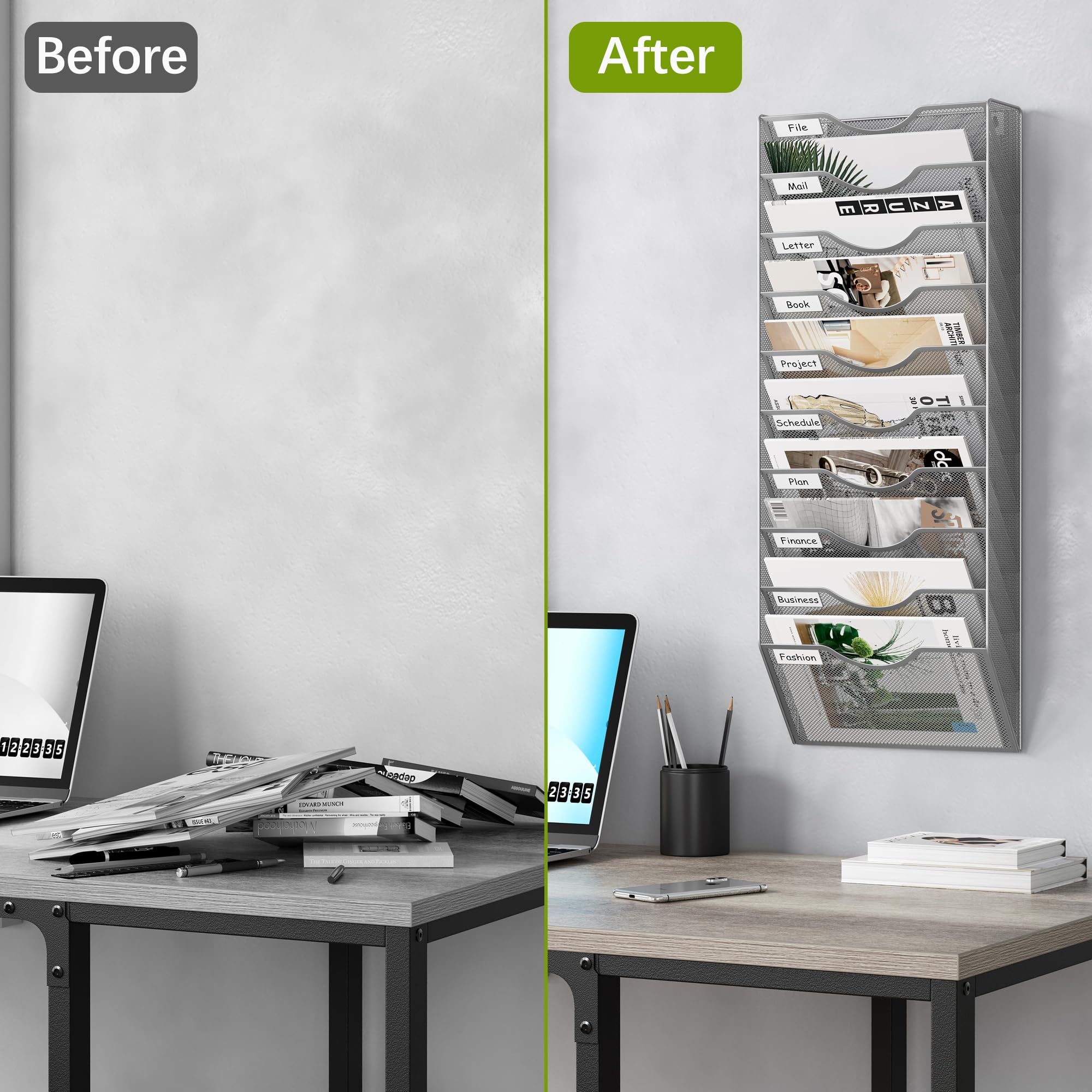 Snapklik.com : EasyPAG 10 Pocket Mesh Wall File Organizer, Hanging ...