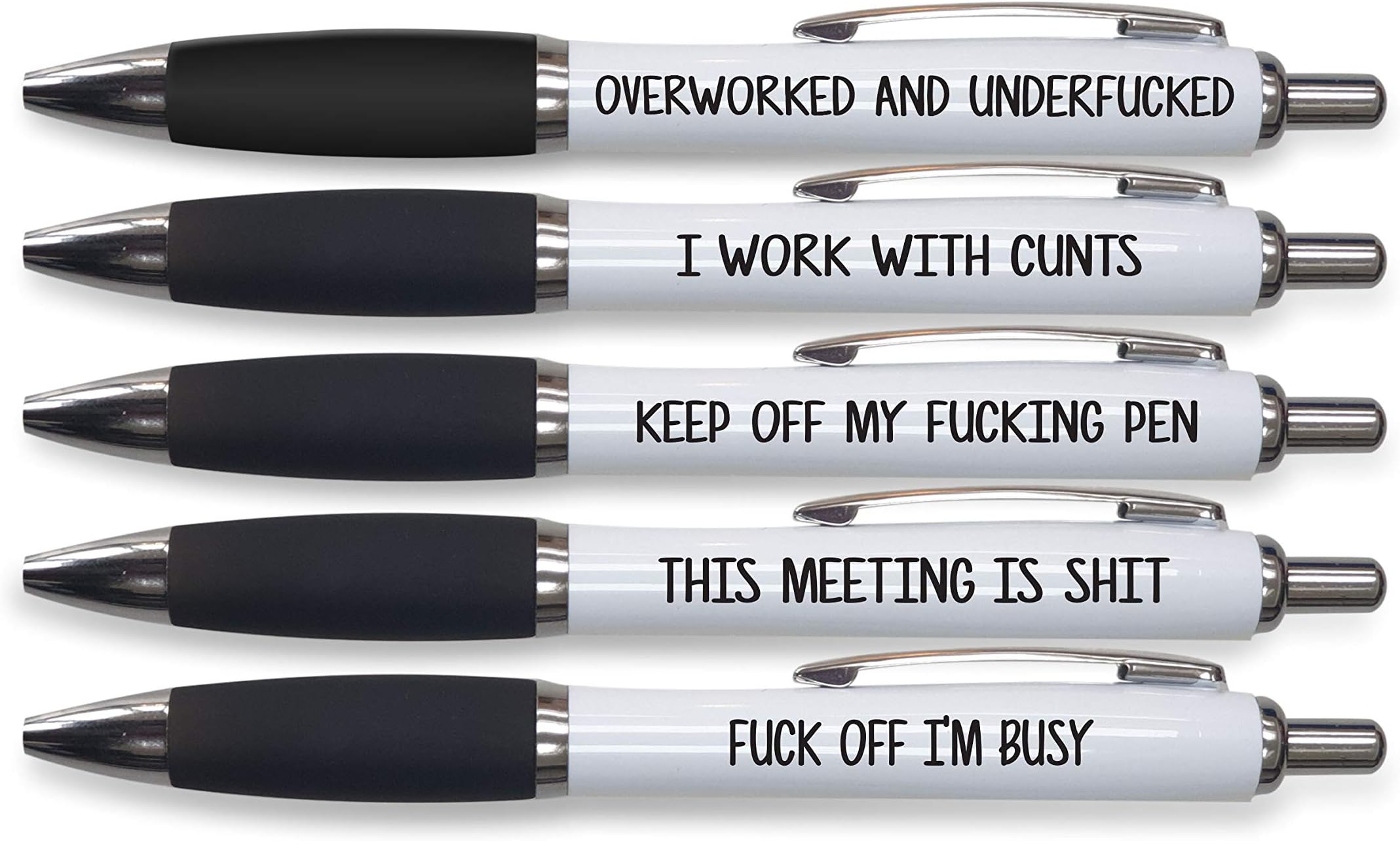 SHCHME Funny Pen Set, 5PCS Swear Word Black Ink Ballponit Rude Pen ...