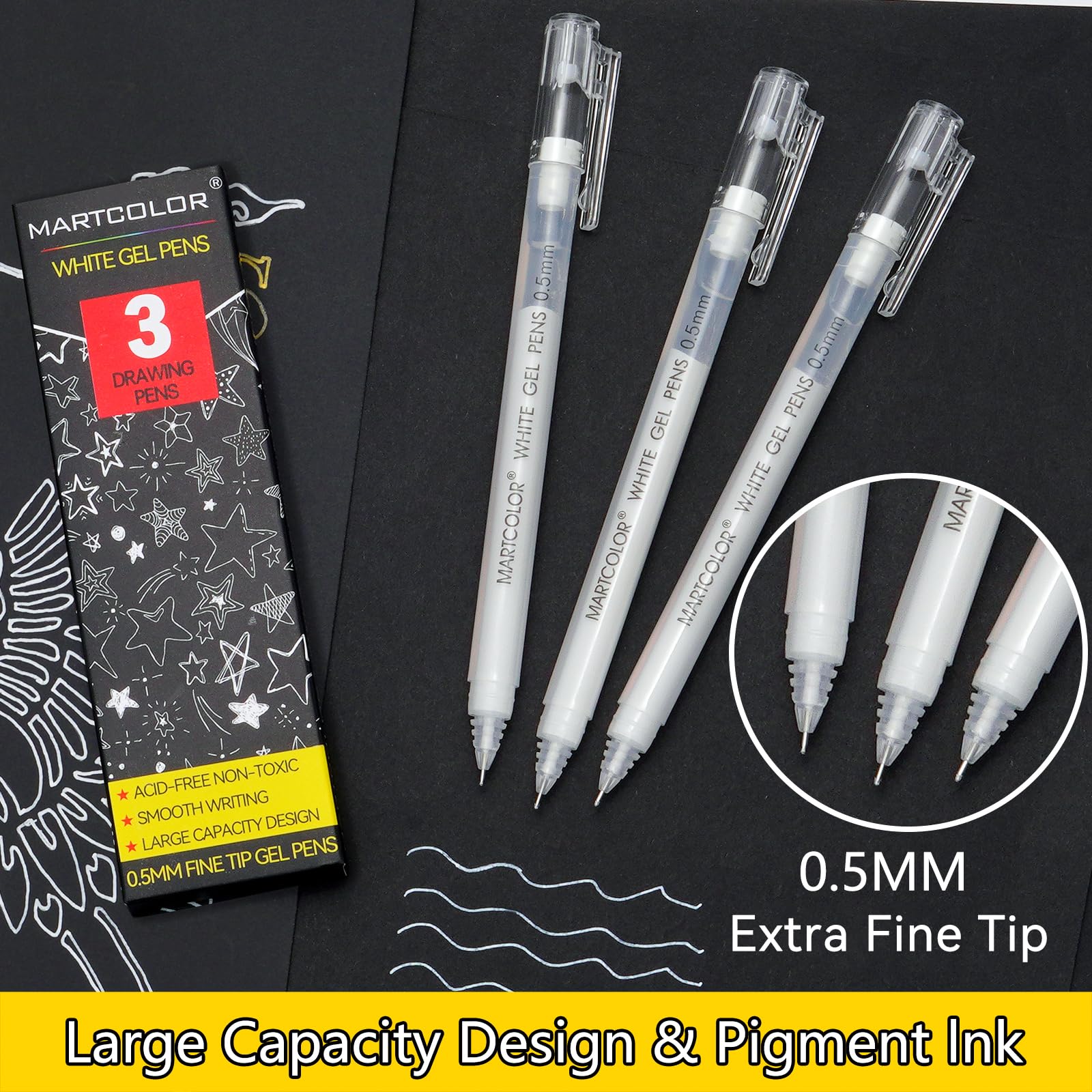 Snapklik.com : White Gel Pens, 0.5mm Extra Fine Point Opaque Archival ...