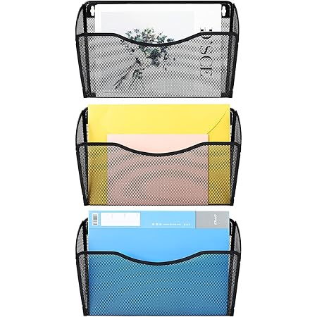 Amazon.com : MaxGear Mesh File Holder Wall Organizer 3 Pockets Hanging ...
