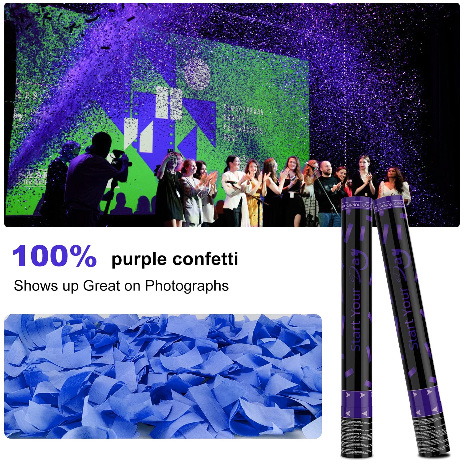 Snapklik.com : Violet Confetti Poppers, 15 Inch Purple Party Poppers ...