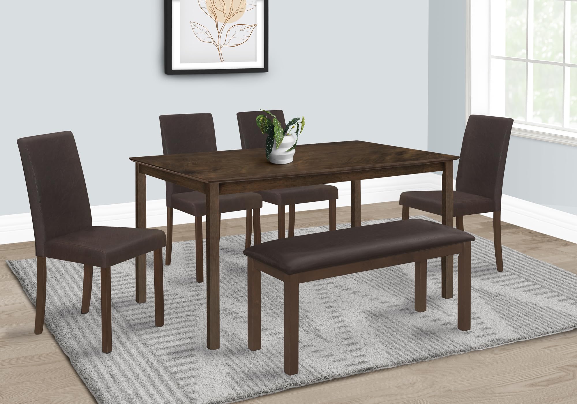 Monarch Specialties 1302, 60" Rectangular, Kitchen, Room, Veneer, Wood ...