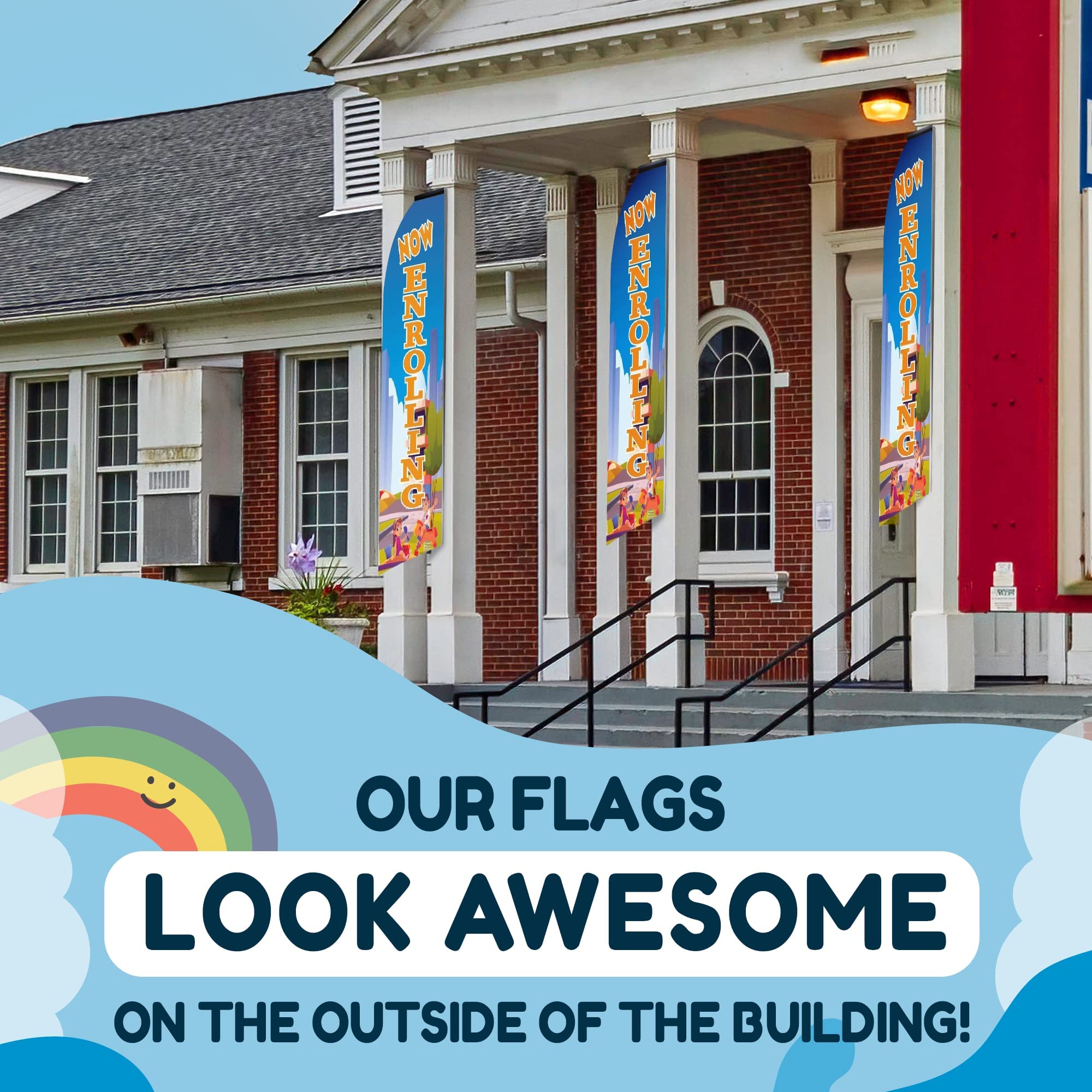 Snapklik.com : OnPoint Wares Daycare + Now Enrolling King Flags 2.5 Ft ...