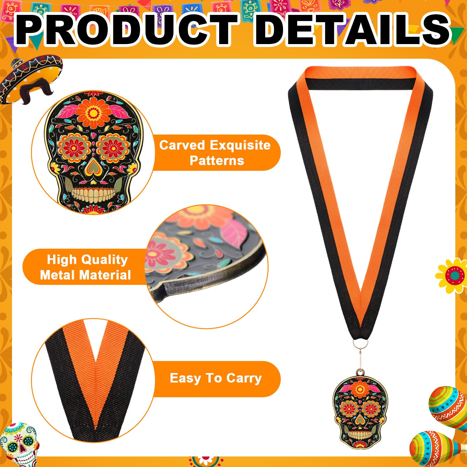 Snapklik.com : Loetere 20 Pcs Day Of The Dead Medals Sugar Skull ...