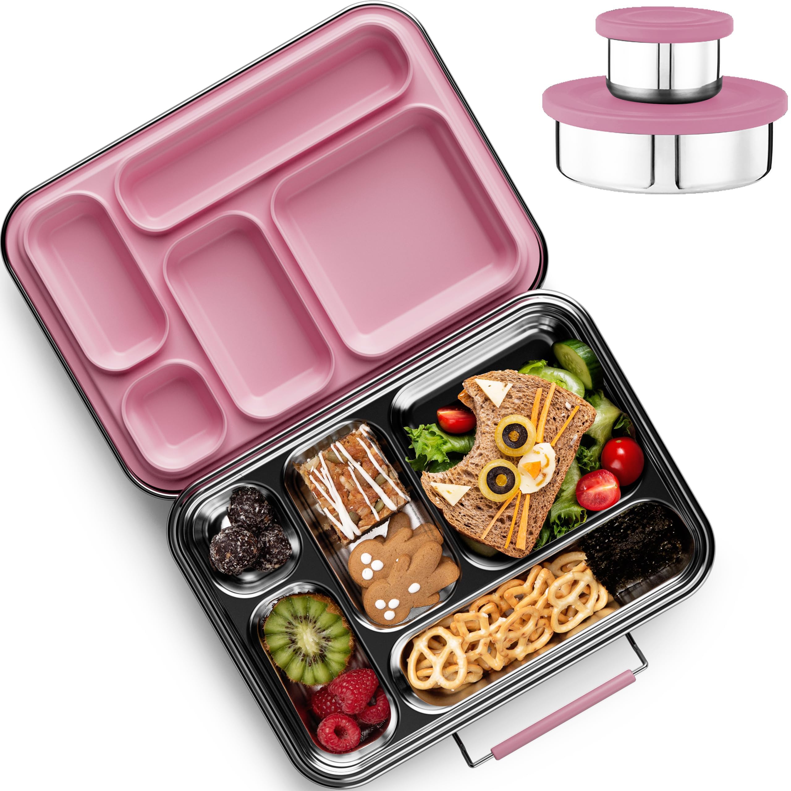 Amazon.com: AOHEA Stainless Steel Bento Box Kids, Kids Metal Bento ...