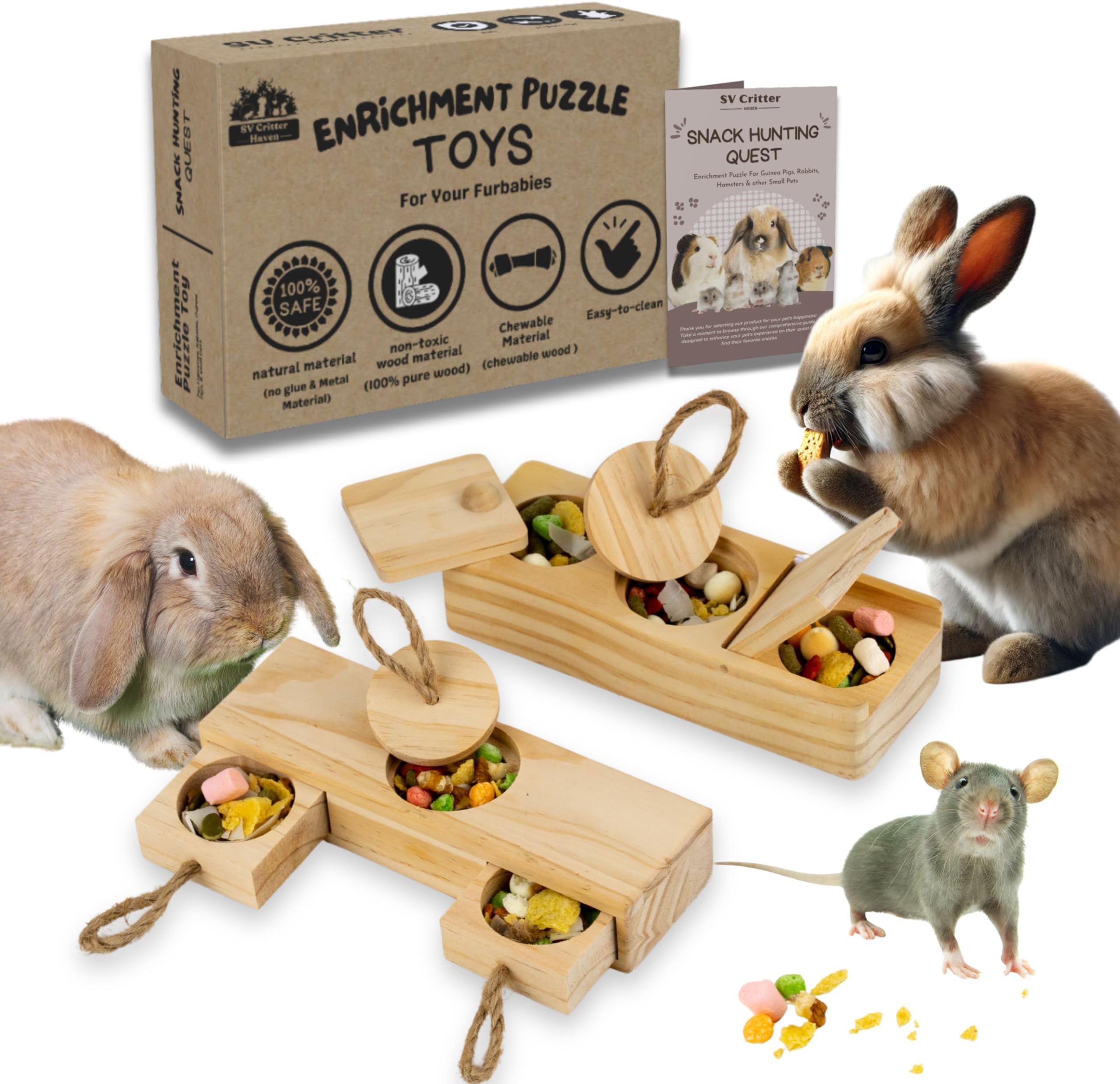 Amazon.com : Rabbit Enrichment Toys - Set of 2 Puzzle Toys for Guinea ...