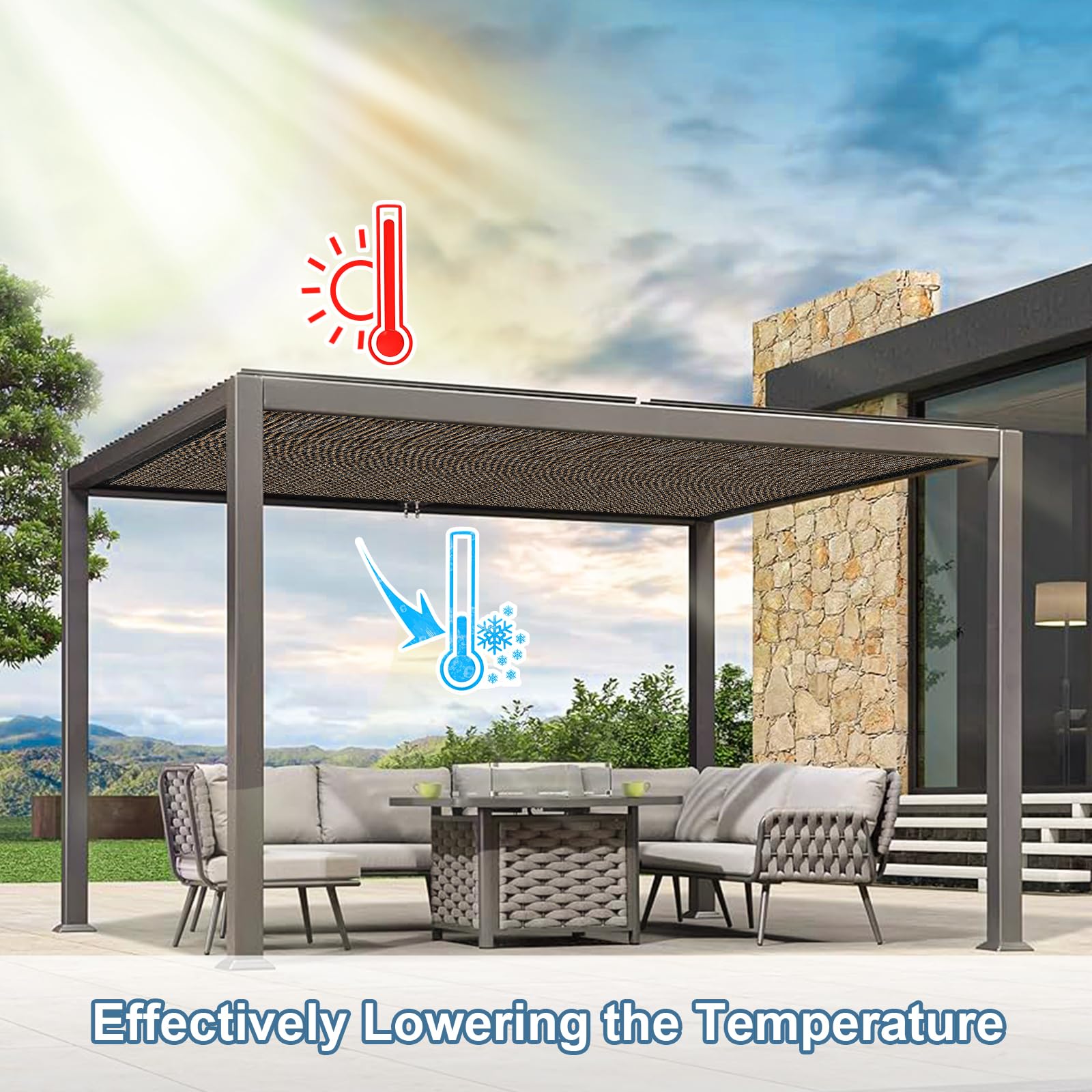 Snapklik.com : 6X10 Ft Outdoor Sun Shade Cloth, 90% Pergola Shade Cover ...