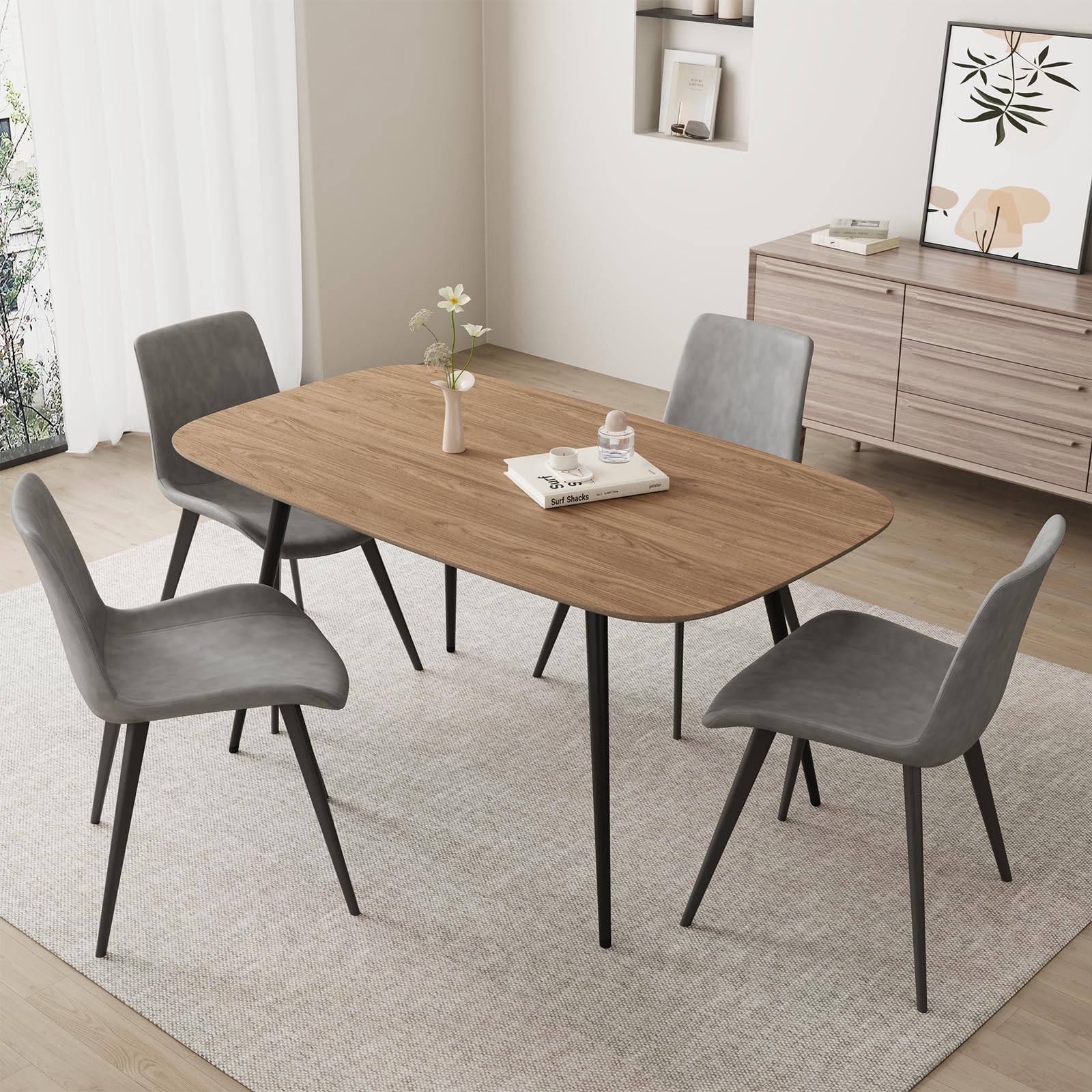Amazon.com - HIPIHOM 47.2'' Dining Table Set for 4,Modern Wood Dining ...