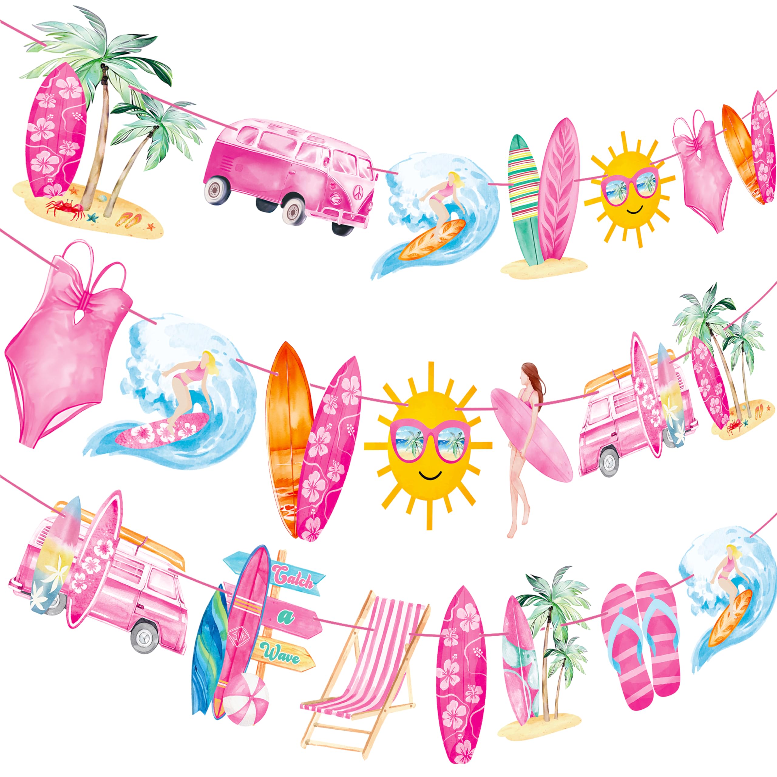 Amazon.com: 4pcs Vintage Surfing Surfboard Banners Summer Surfing ...