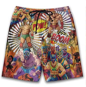 Amazon.com: HANZSPROUT Mexican Wrestling Mens Swim Trunks - Lucha Libre ...