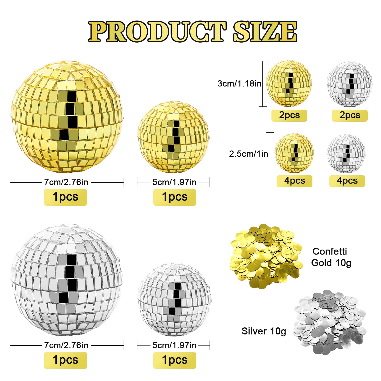 Snapklik.com : Newmemo Disco Ball Cake Topper 18PCS Mirror Disco Balls ...