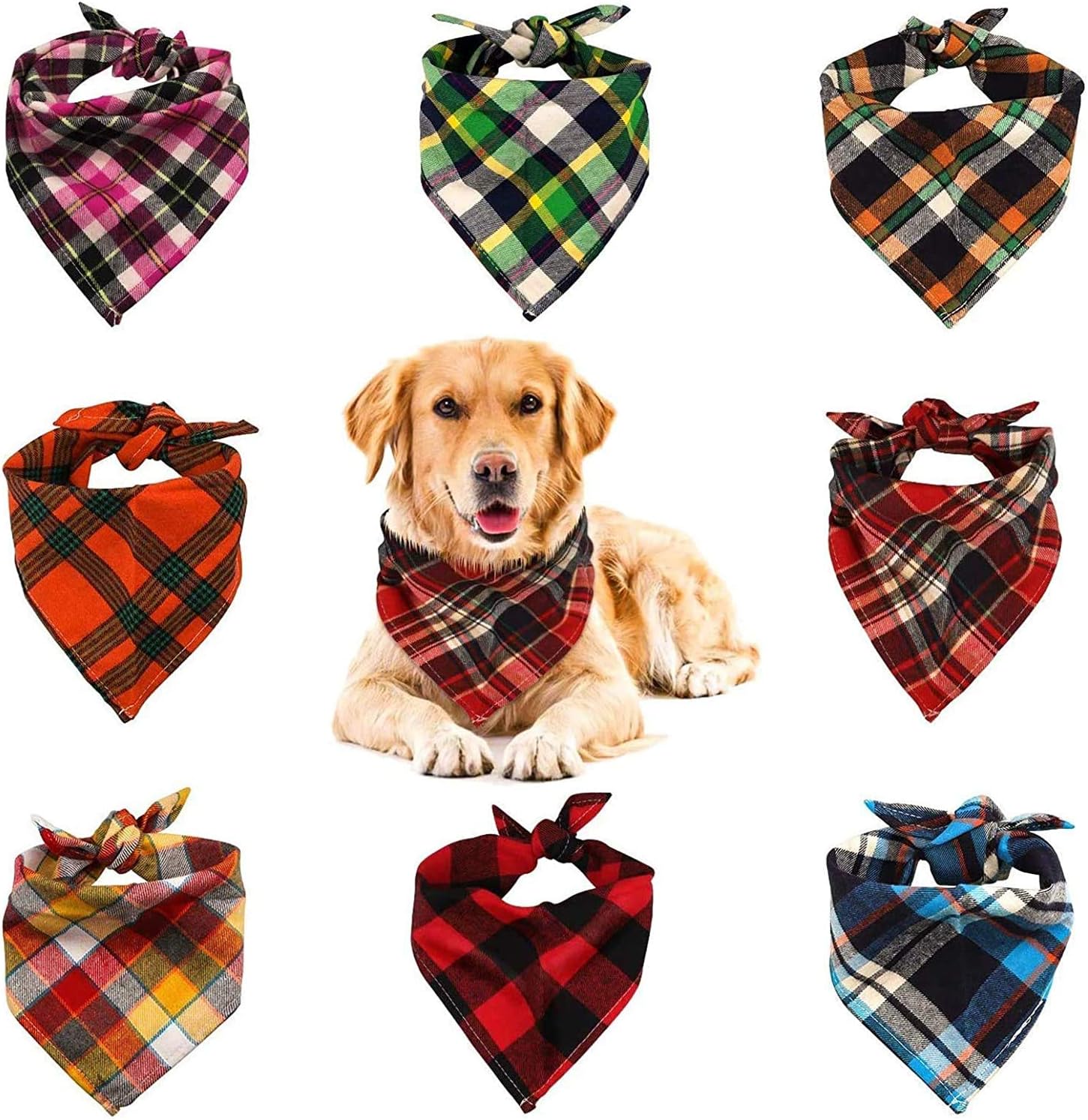 Amazon.com : VIPITH 8 Pack Triangle Dog Bandanas, Reversible Plaid Painting Bibs Scarf, Washable ...