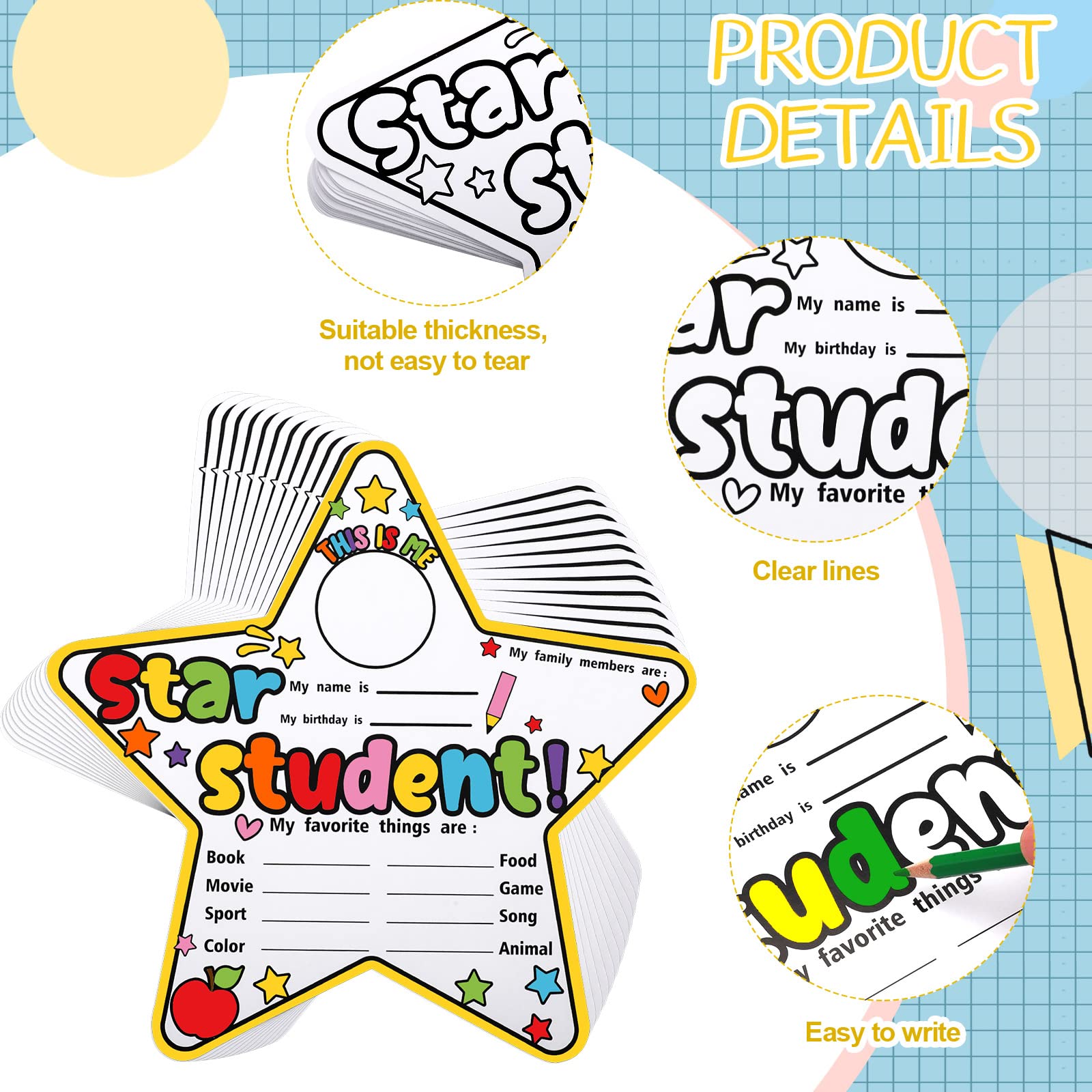 Snapklik.com : 48 Pcs Color Your Own Star Student Poster DIY Craft ...