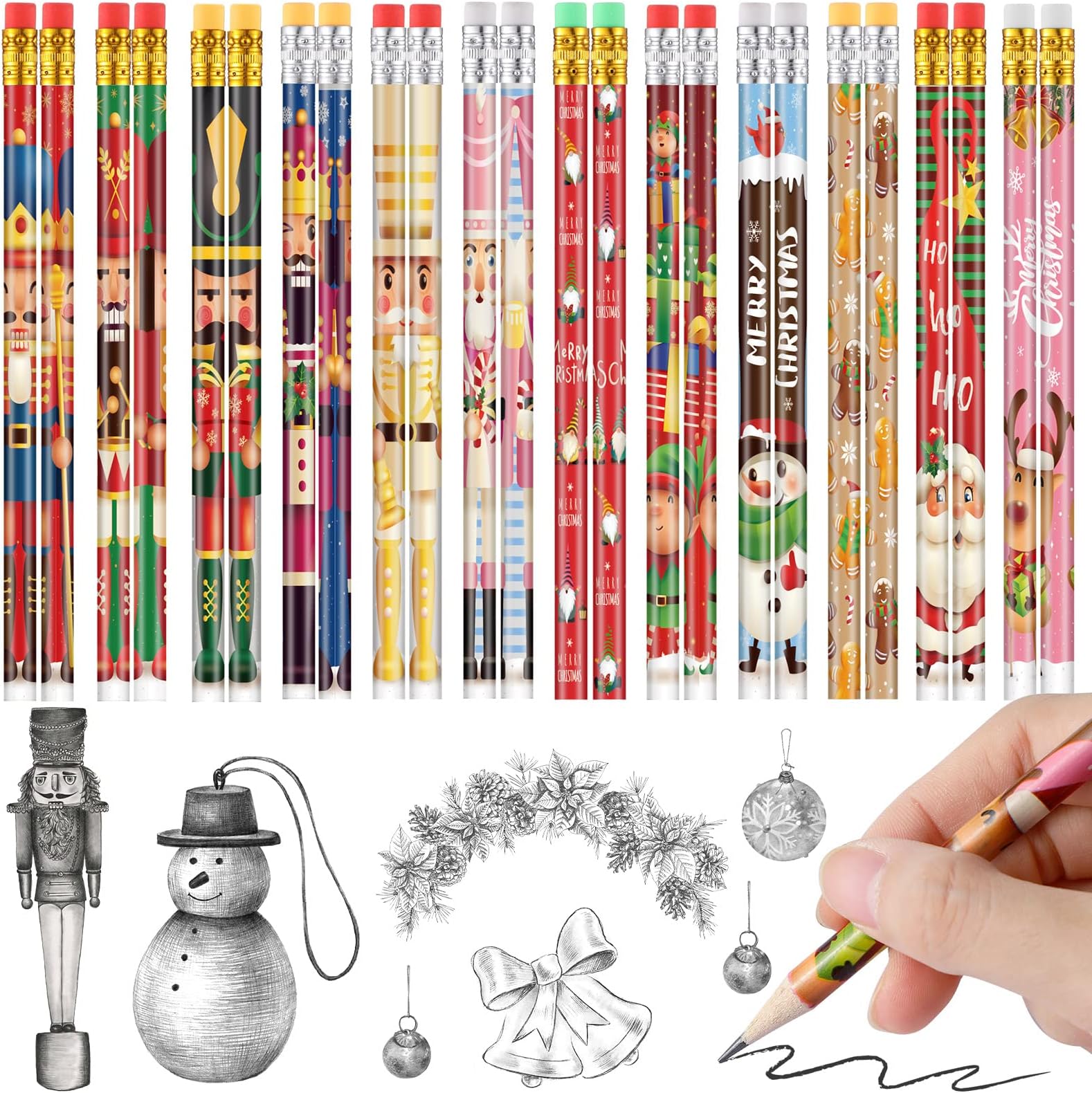 Amazon.com : Funrous 100 Pcs Christmas Pencils Xmas Gifts Pencils ...