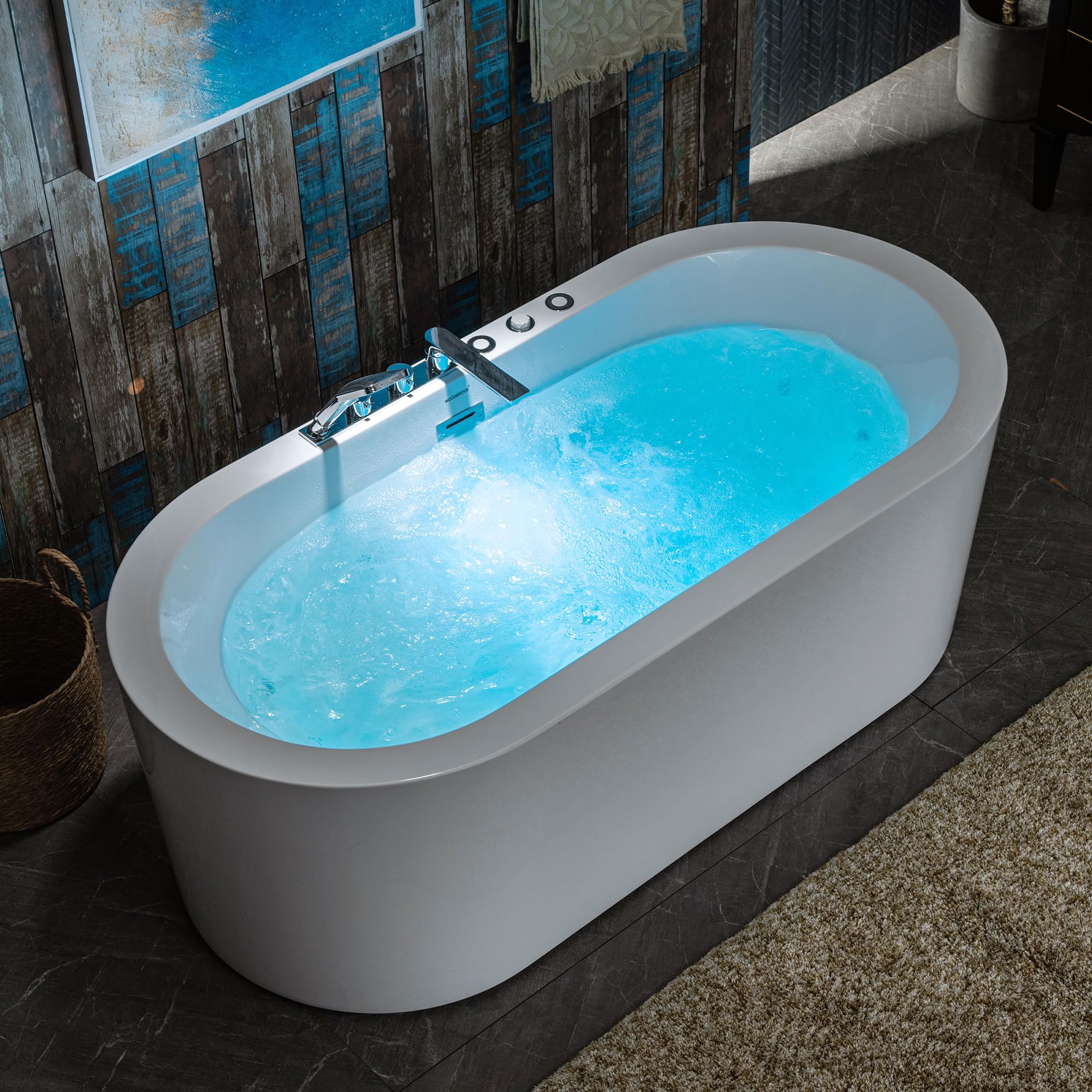 WOODBRIDGE 66-1/2" x 31-7/8" Whirlpool Water Jetted and Air Bubble ...
