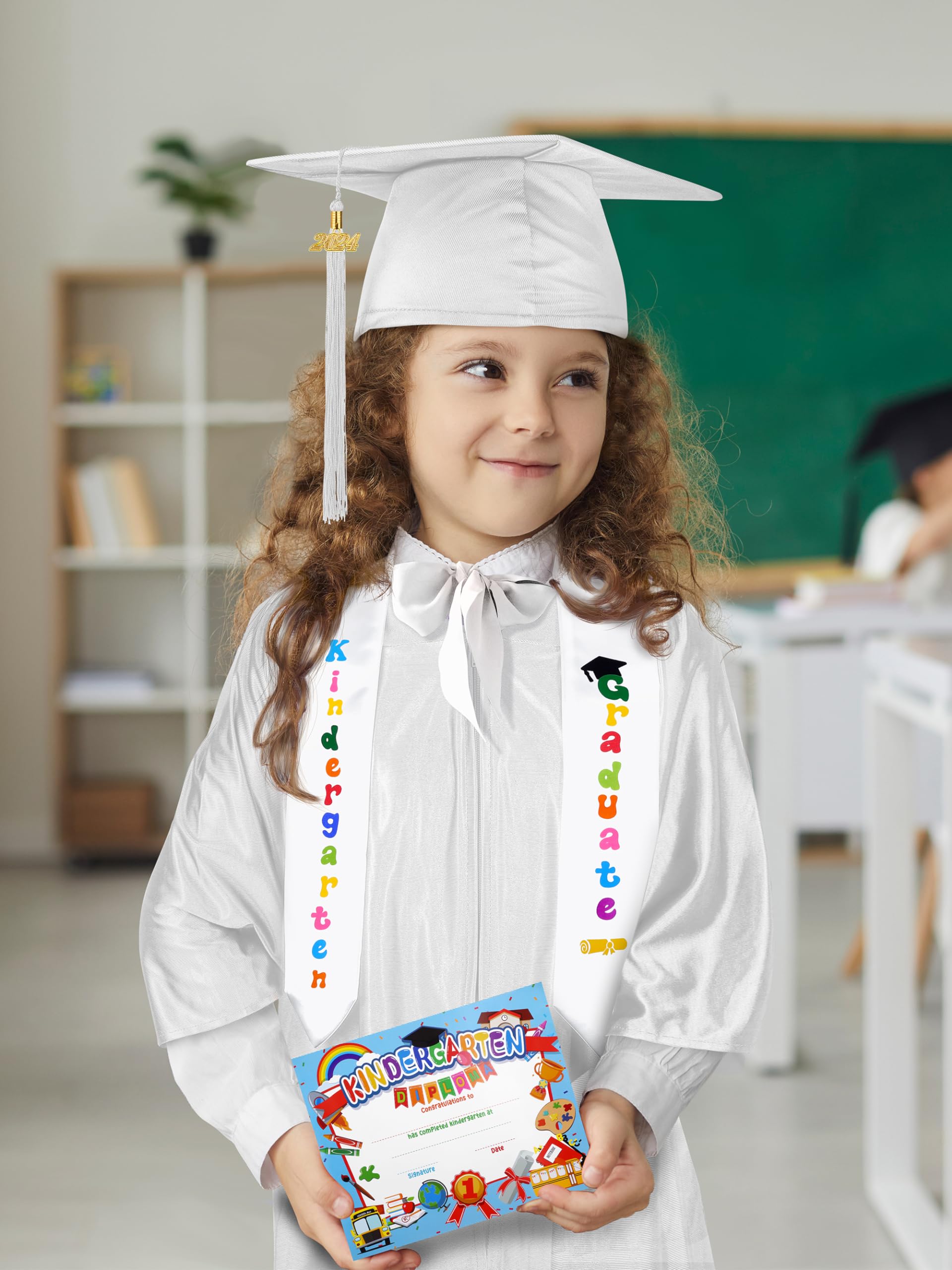White Cap And Gown For Kindergarten