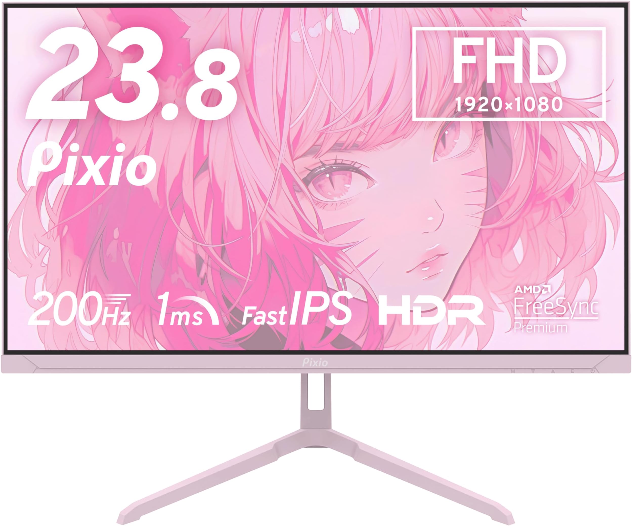 Amazon.co.jp: Pixio PX248 Wave Pastel Pink Gaming Monitor 23.8" 200Hz ...