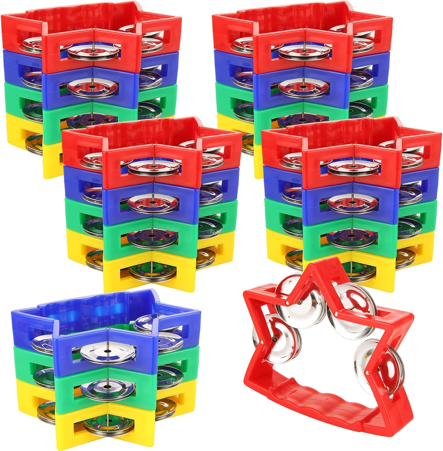 Amazon.com: 20 Pack Plastic Percussion Tambourine Small Musical ...