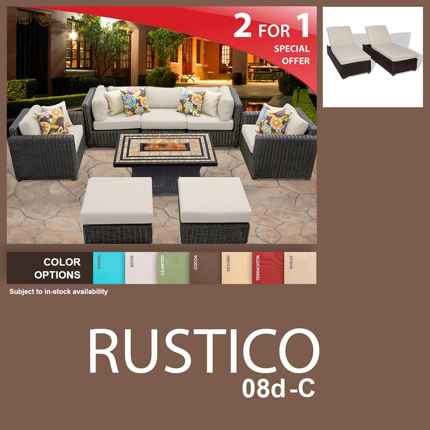 Amazon.com: Rustico 10 Piece Outdoor Wicker Patio Furniture Package ...