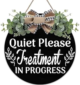 Amazon.com: Quiet Please Treatment in Progress Wreaths Round Wood ...