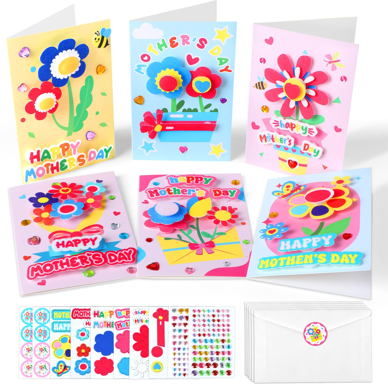 Amazon.com: 24 Sets Mother's Day Flower Craft Kit for Kids DIY Flower ...