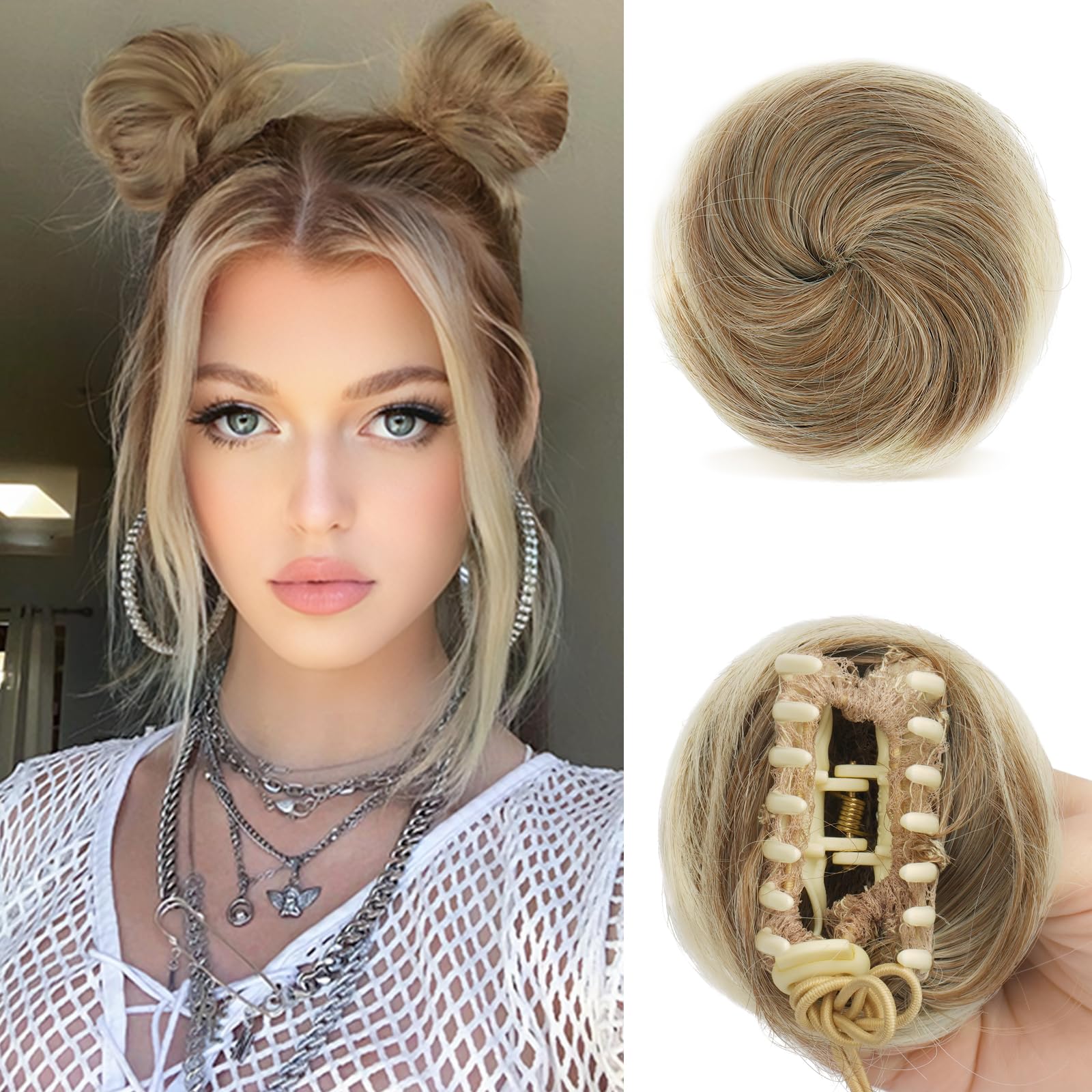 Sofeiyan 2PCS Krallen Clip in Haar Bun Mini Messy Bun Haarteile Dutt ...