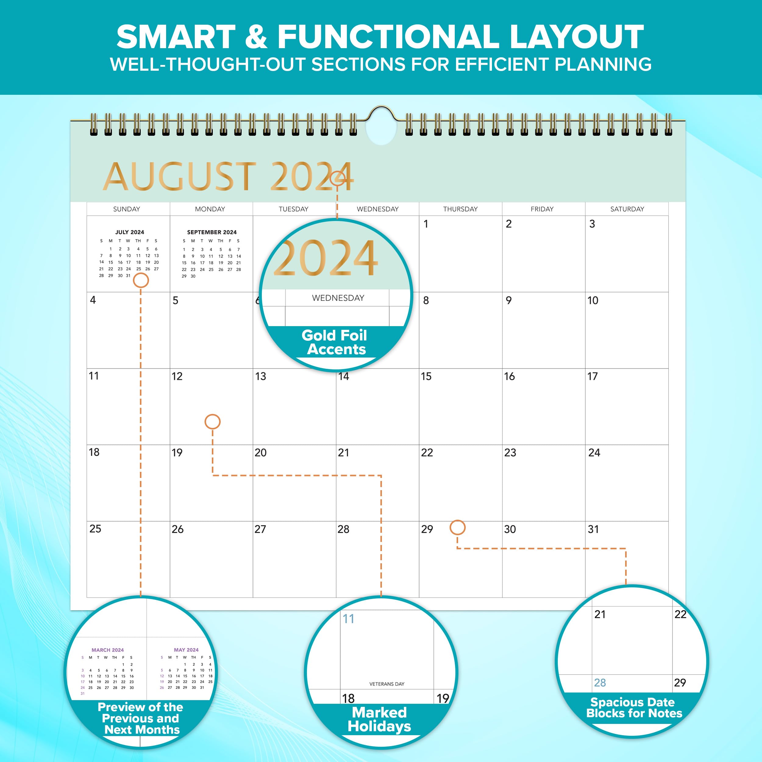 Snapklik.com : Decorably Wall Calendar Landscape - 2024 18 Month Wall ...
