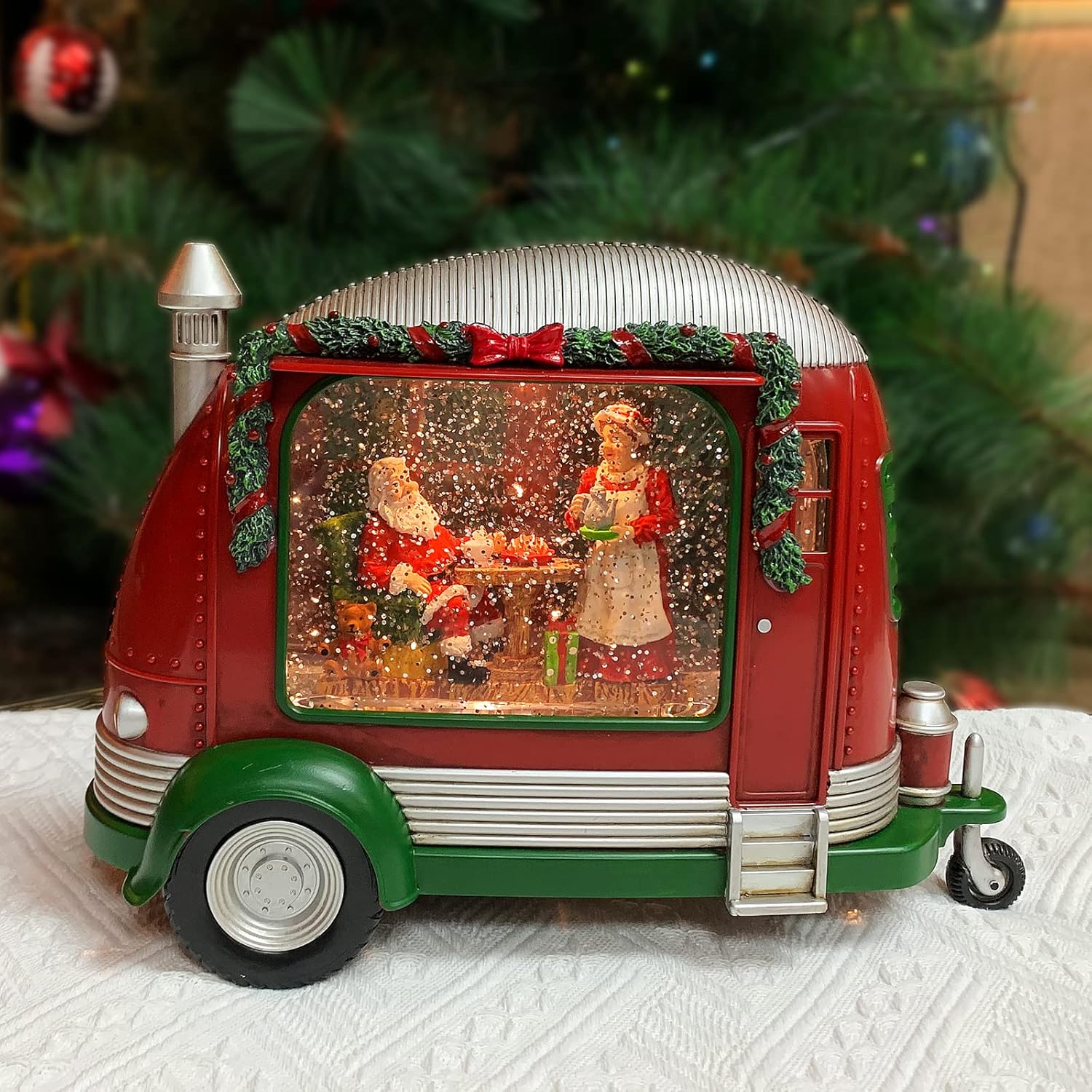 Amazon.com: Christmas Trailer Snow Globe with Santa & Mrs. Claus by ...