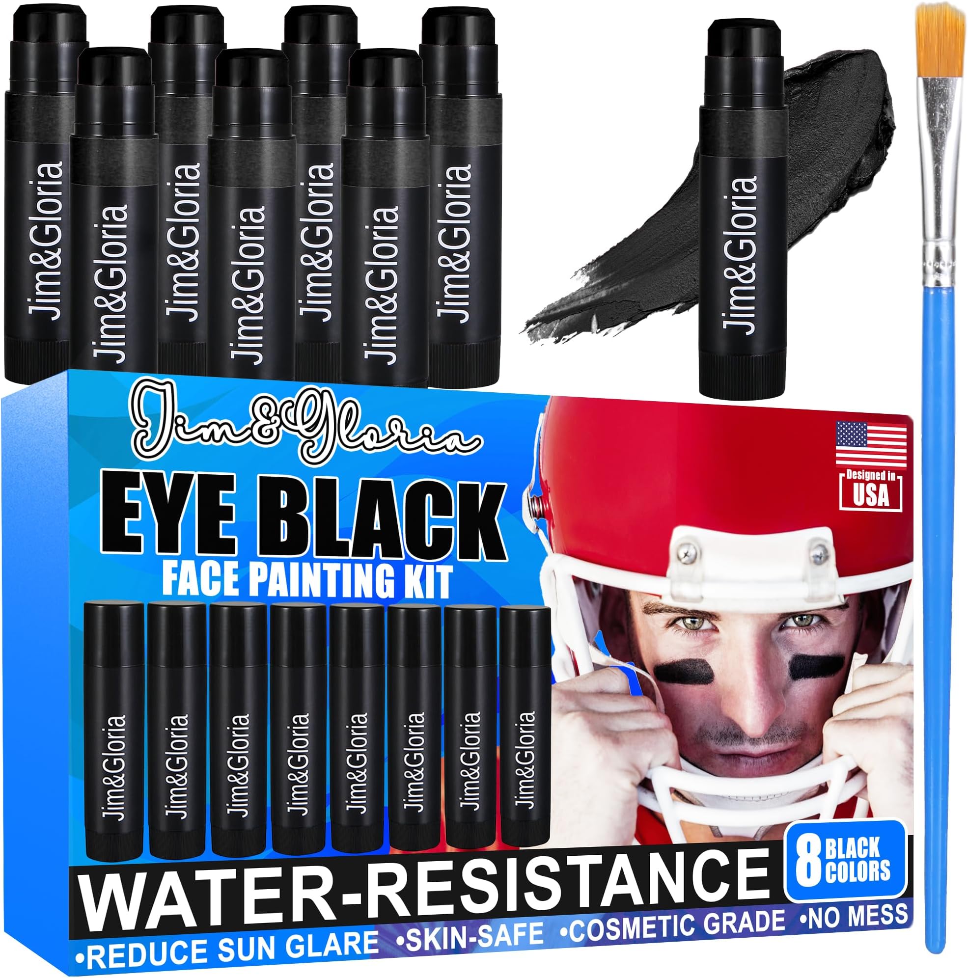 Amazon.com: Jim&Gloria Water Resistant Under Eye Black Stick Sports ...