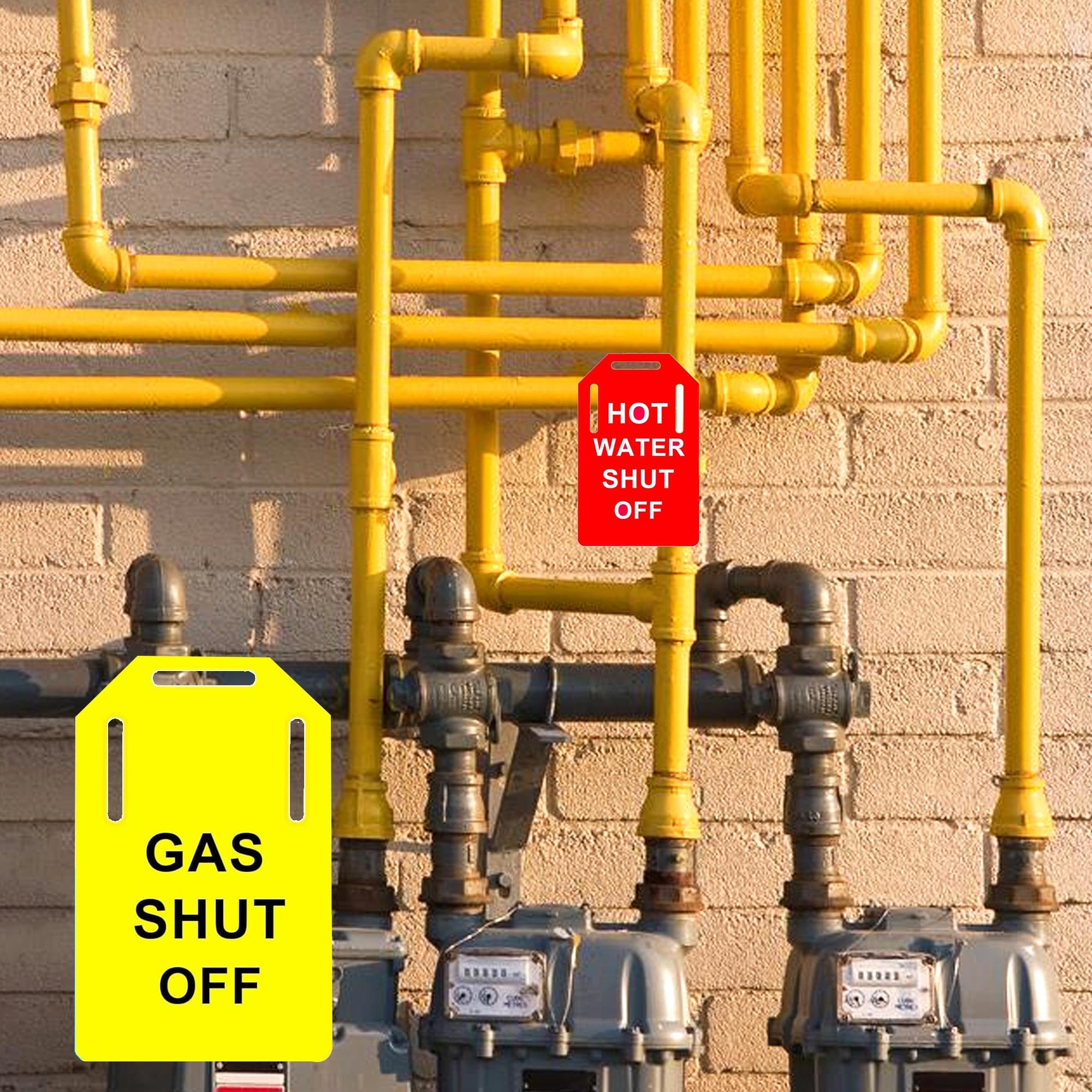 Snapklik.com : Shut Off Valve Tag 15 Pack Yellow Gas Shut Off Blue ...