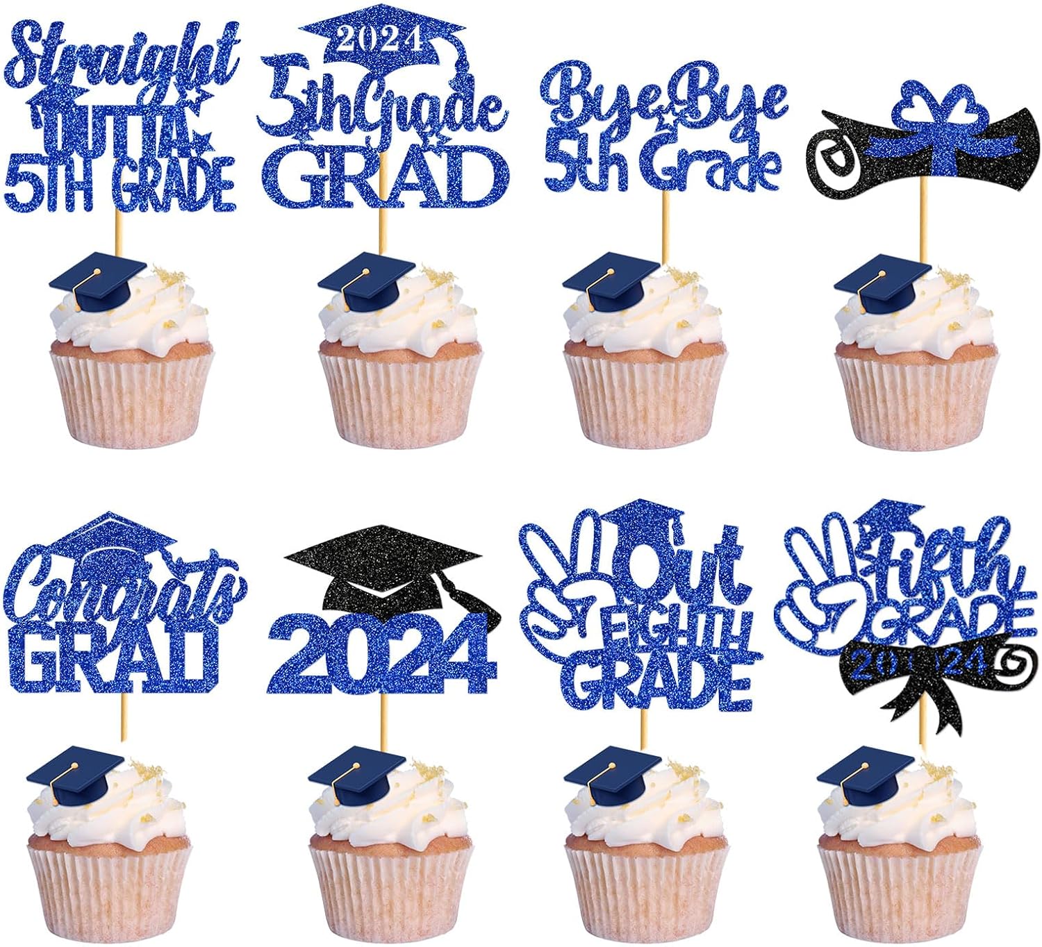Amazon.com: 40Pcs 5th Grade Graduation Cupcake Toppers Graduation ...