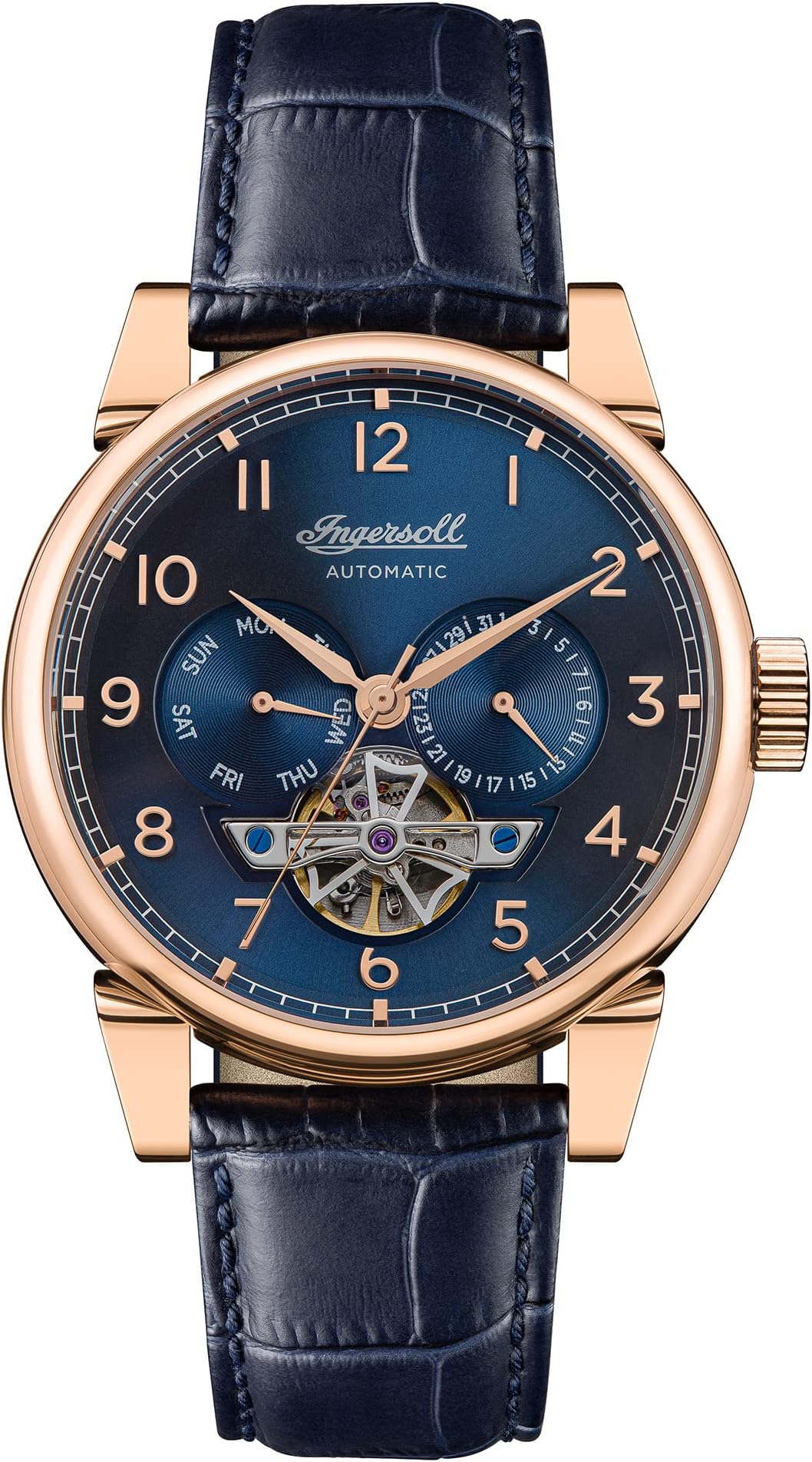 Ingersoll The Regent Mens 47mm Automatic Watch with Blue Open Heart ...